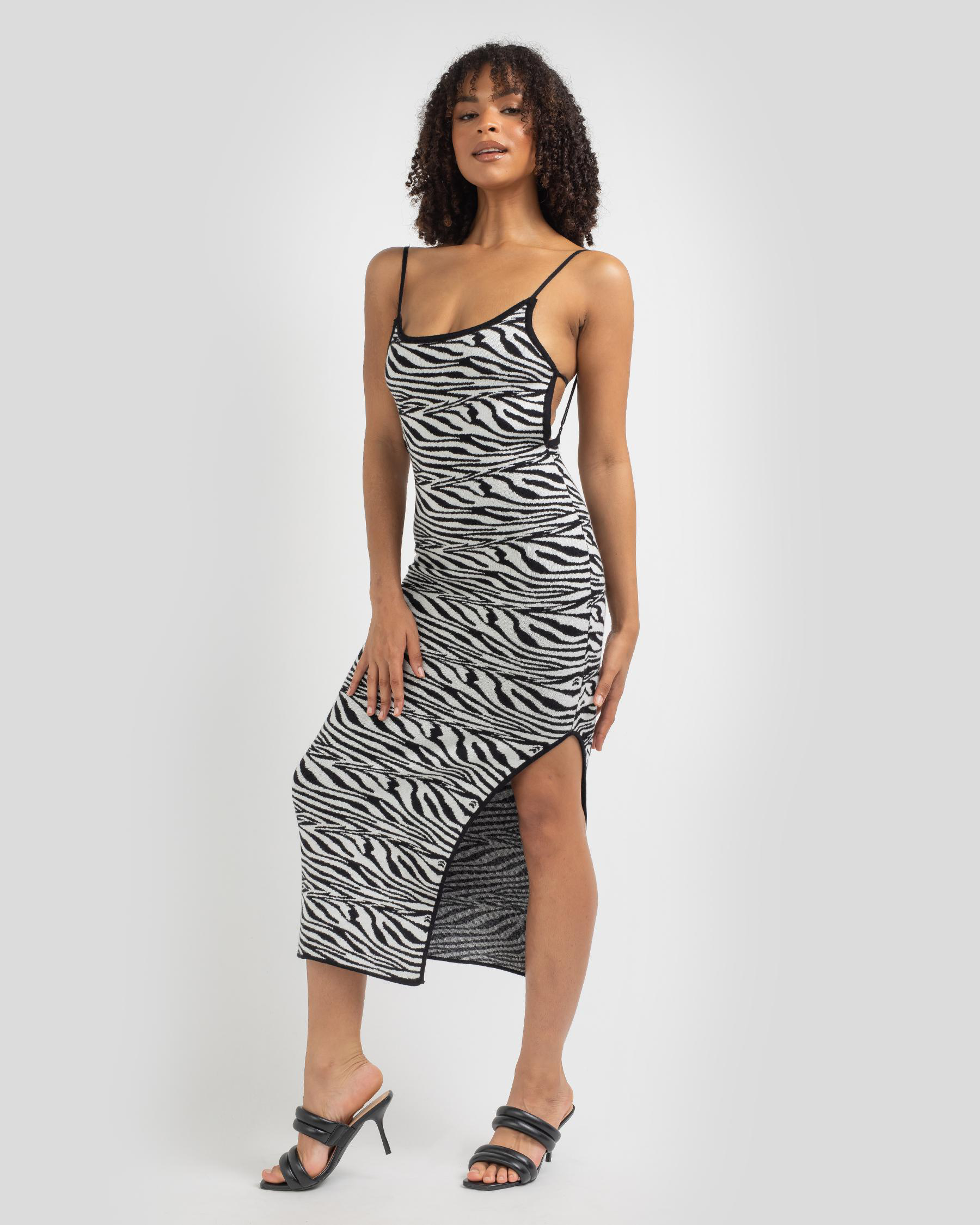 Shop Mint Vanilla Maddi Midi Dress In Zebra - Fast Shipping & Easy ...