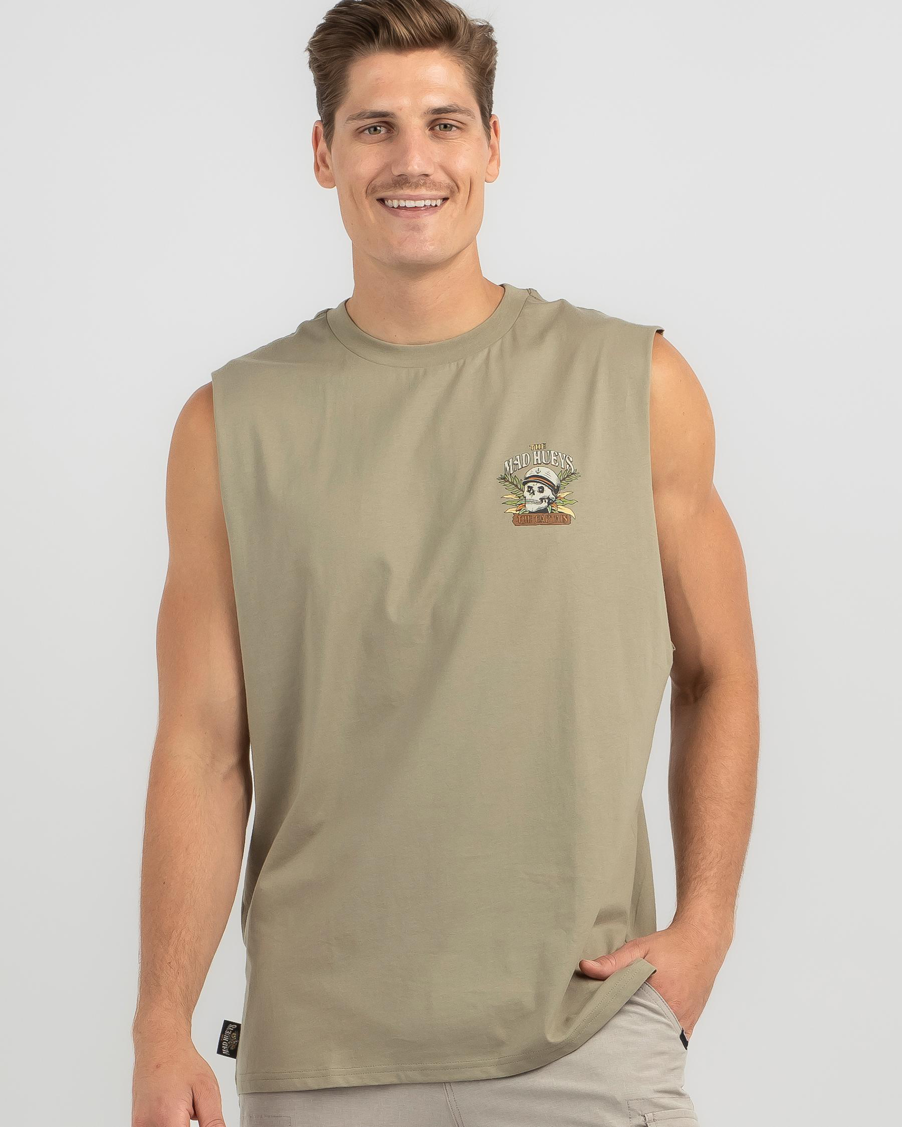 Shop The Mad Hueys Shipwrecked Captain Muscle Tank In Khaki - Fast ...