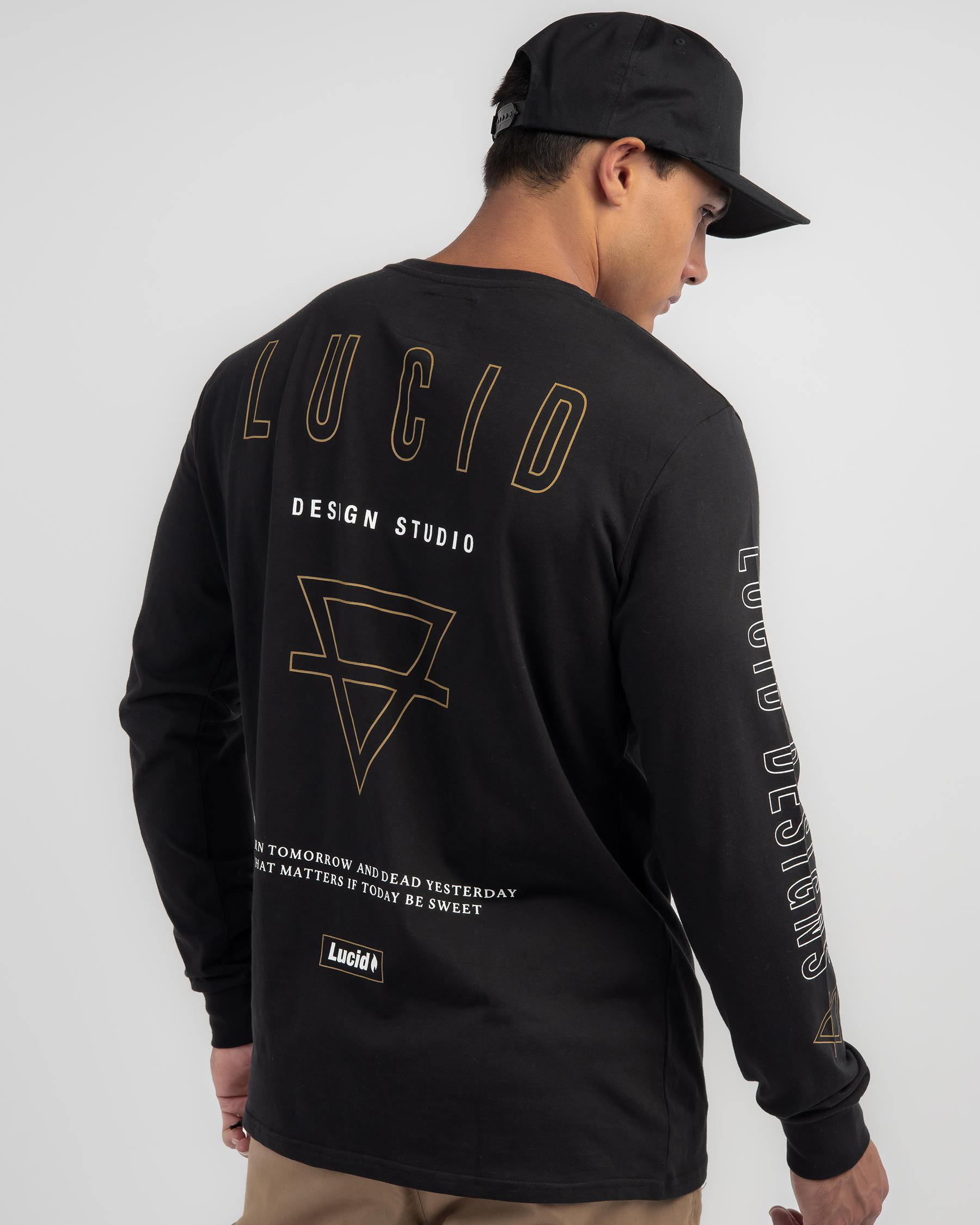 Shop Lucid Framework Long Sleeve T-Shirt In Black - Fast Shipping ...