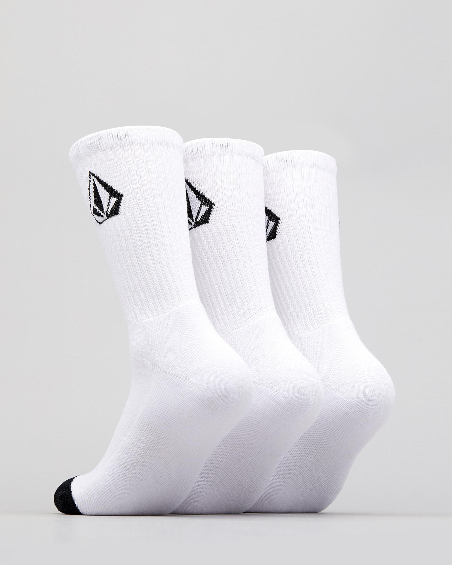 Shop Volcom Full Stone Socks 3 Pack In White - Fast Shipping & Easy ...