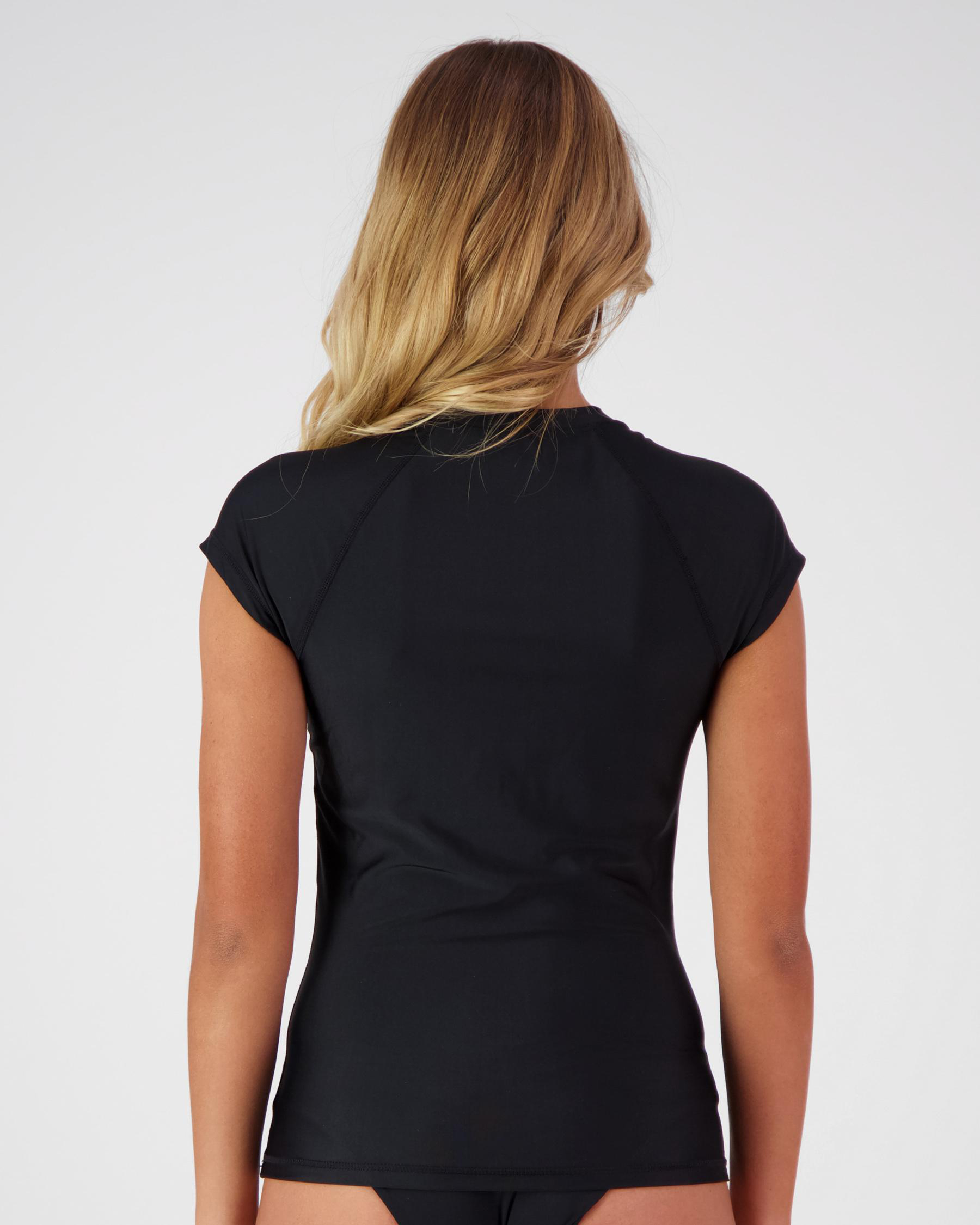 Shop Billabong Sunny Weekender Cap Sleeve Rash Vest In Black - Fast ...
