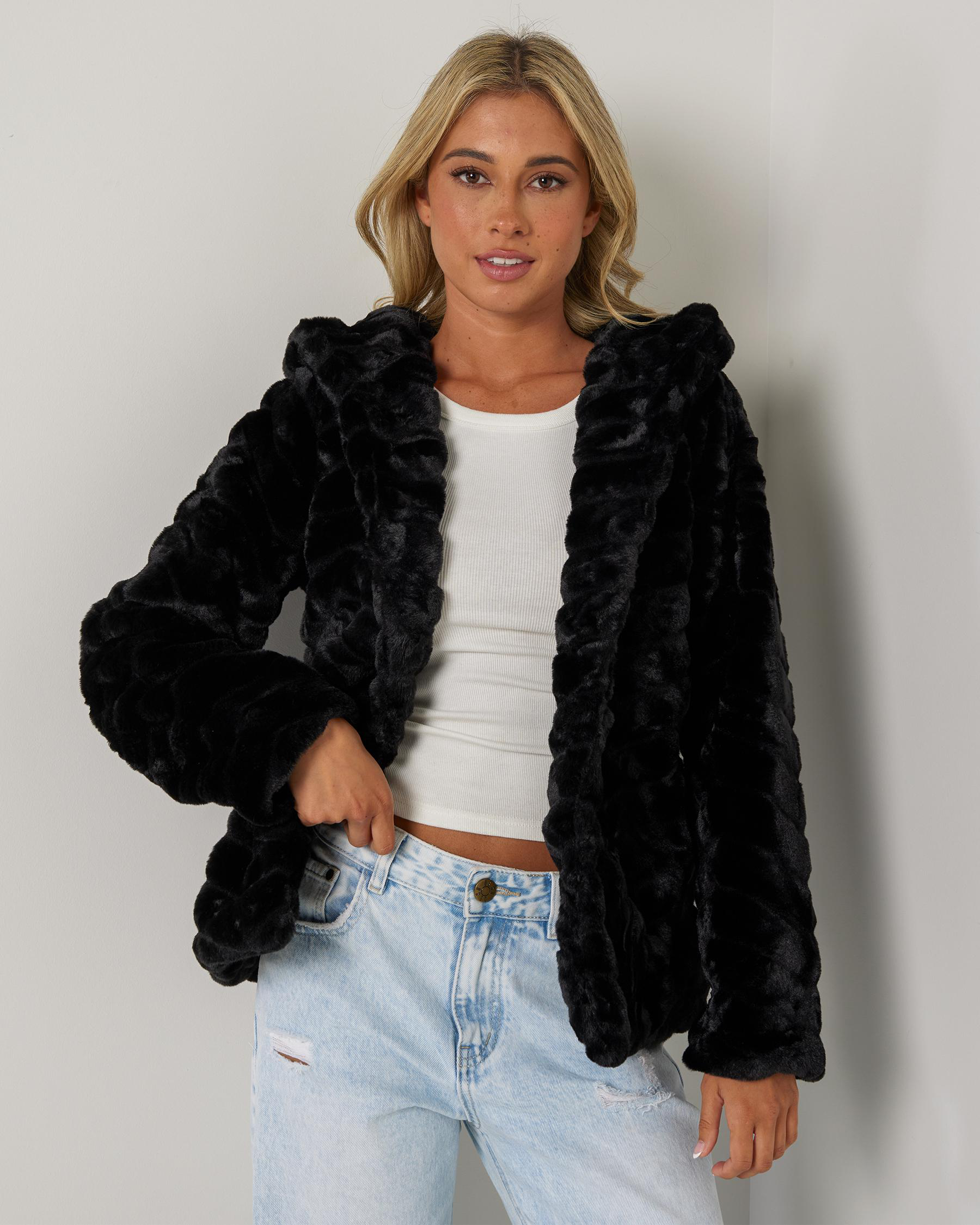 Mooloola Moulin Faux Fur Jacket In Black | City Beach Australia
