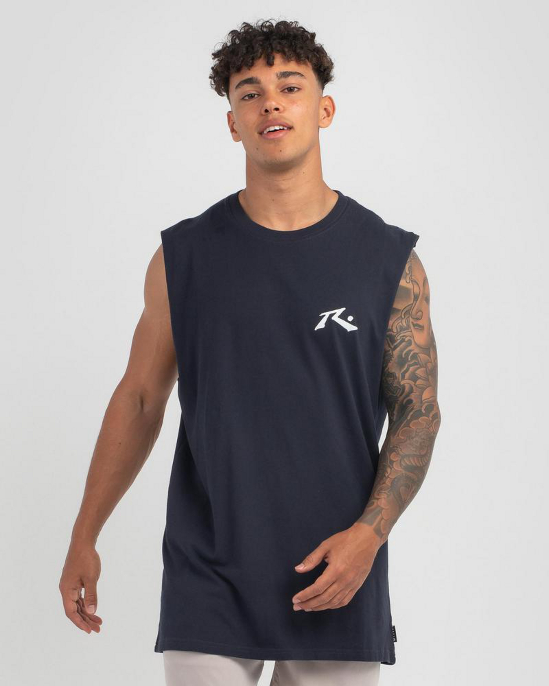 Shop Rusty Competition Muscle Tank In Navy Blue - Fast Shipping & Easy ...