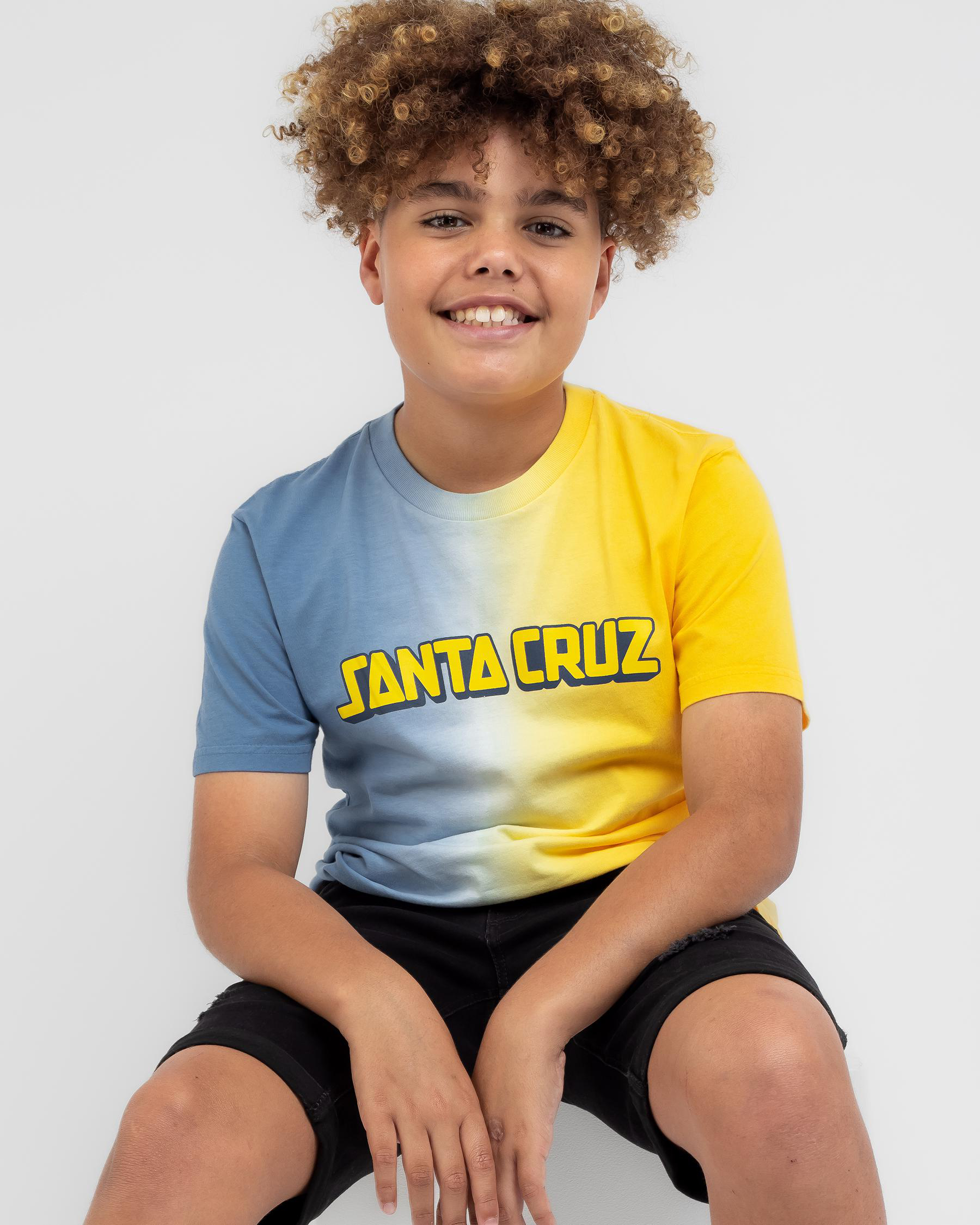 Shop Santa Cruz Boys' Arch Shadow T-Shirt In Blue-yellow - Fast ...