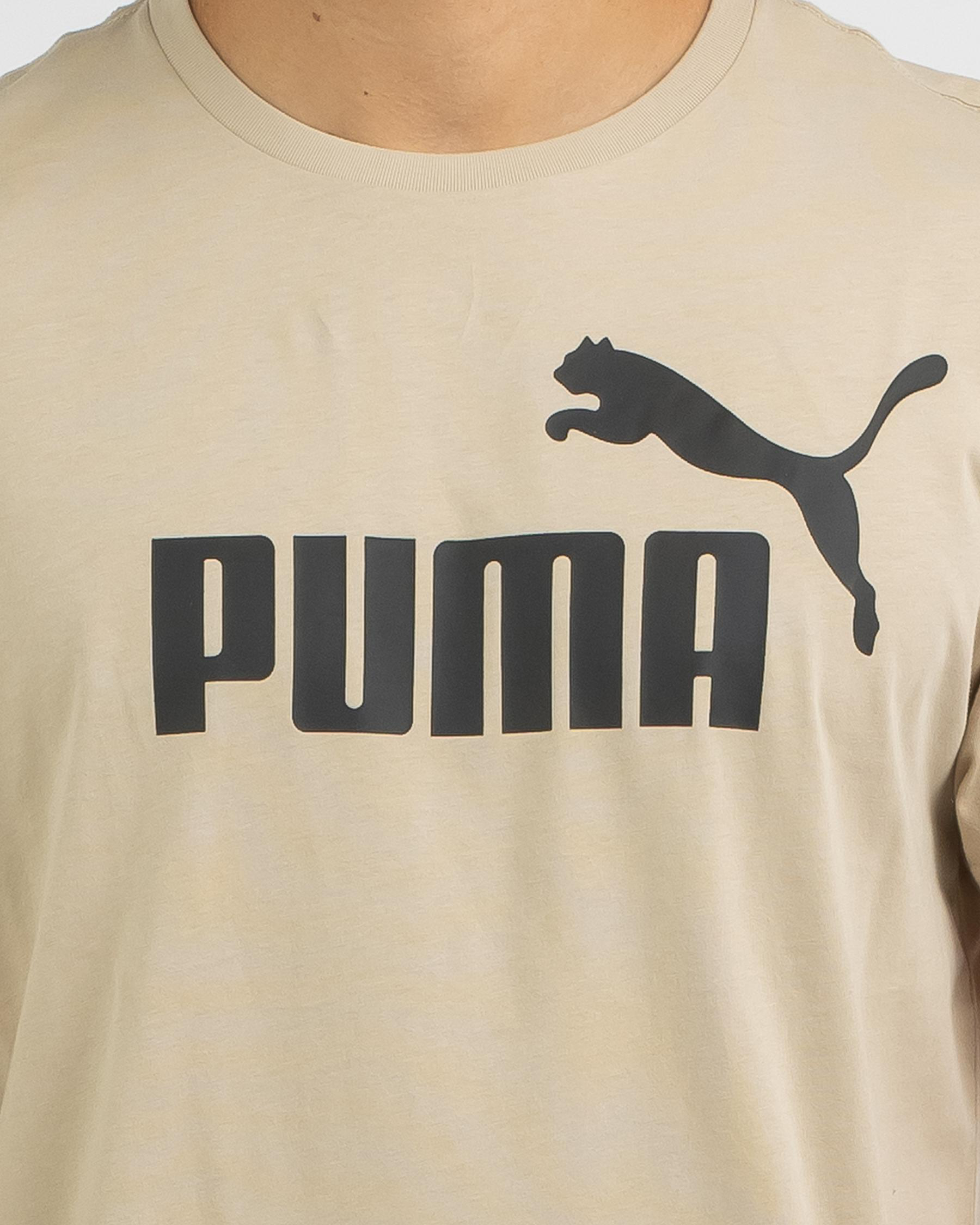 Shop Puma ESS Logo T-Shirt In Putty - Fast Shipping & Easy Returns ...
