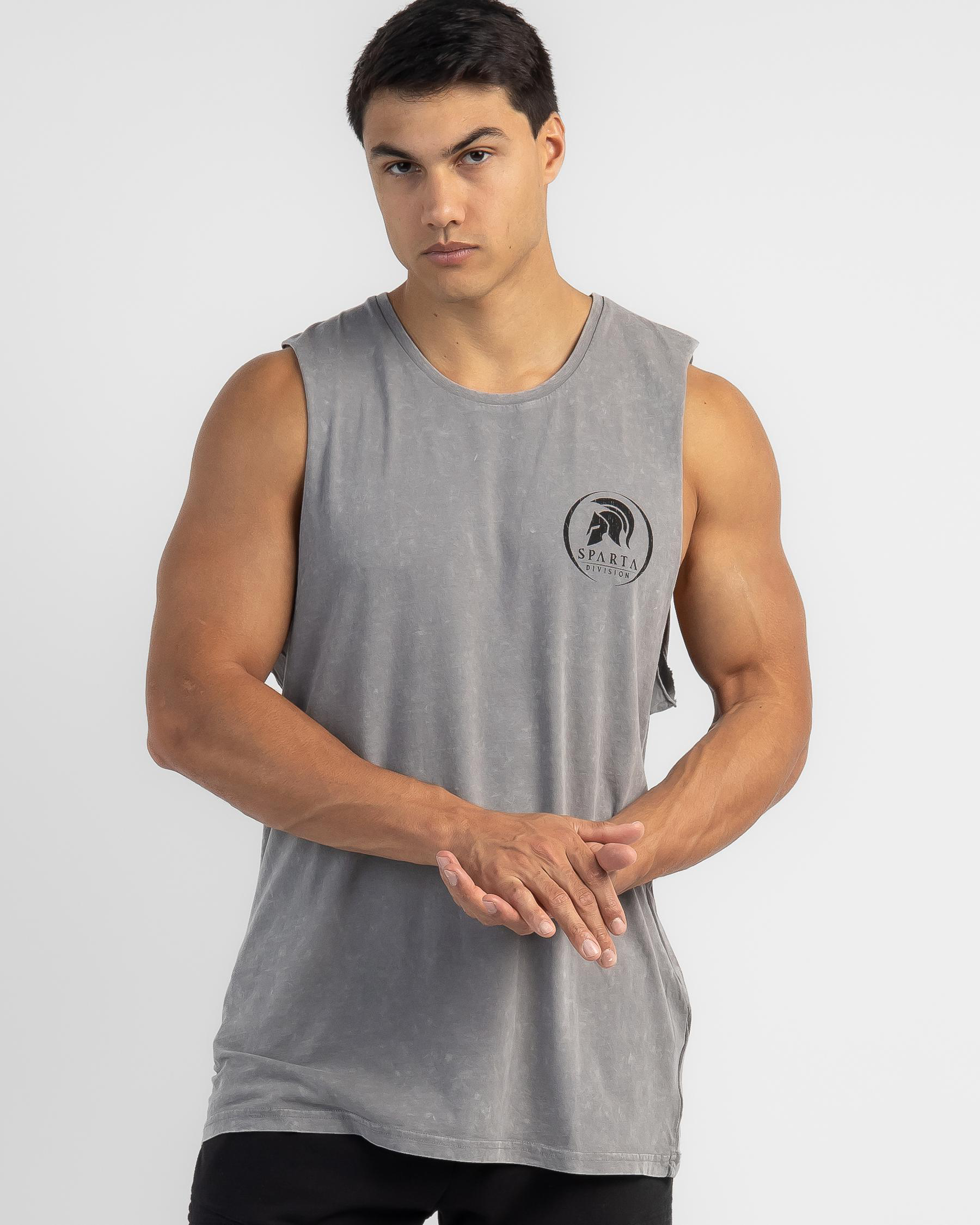 Shop Sparta Sentry Muscle Tank In Light Grey Acid - Fast Shipping ...