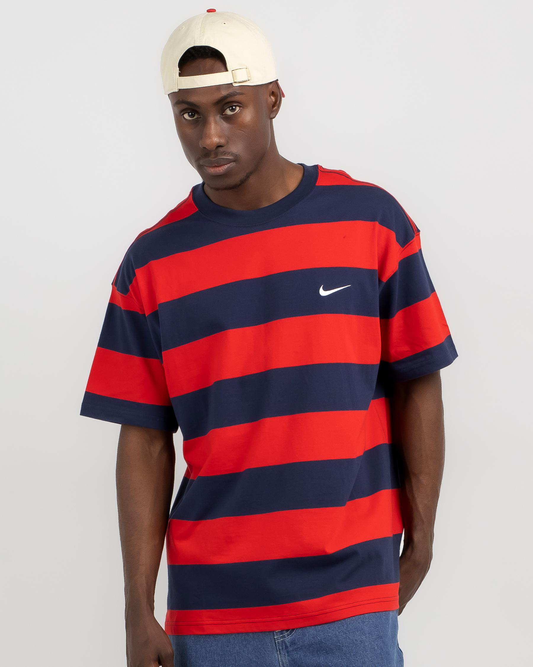 Shop Nike SB Stripe T-Shirt In University Red - Fast Shipping & Easy ...