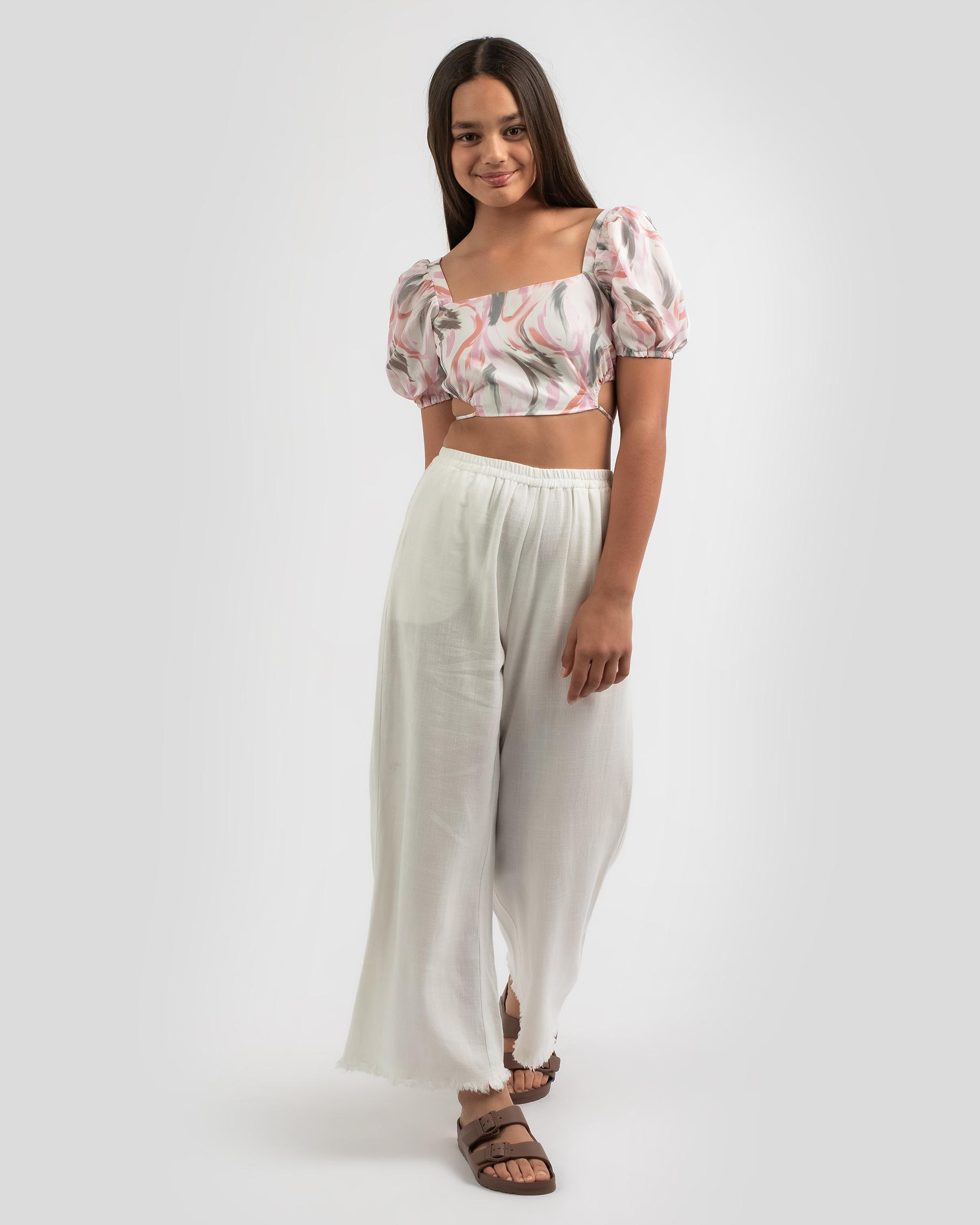 Shop Mooloola Girls' Taiya Top In Pink Print - Fast Shipping & Easy ...