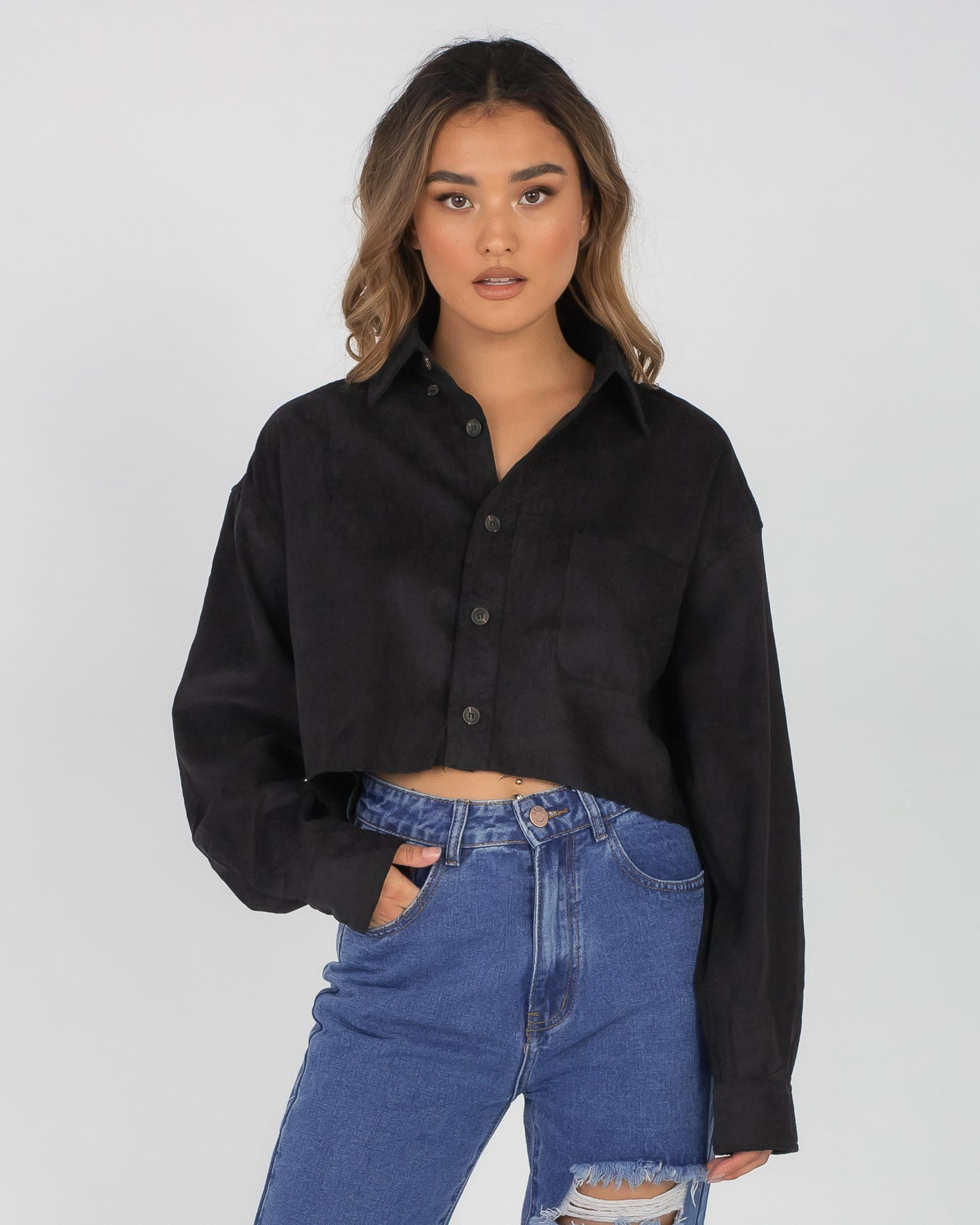 Shop Mooloola Miller Shirt In Faded Washed Black - Fast Shipping & Easy ...