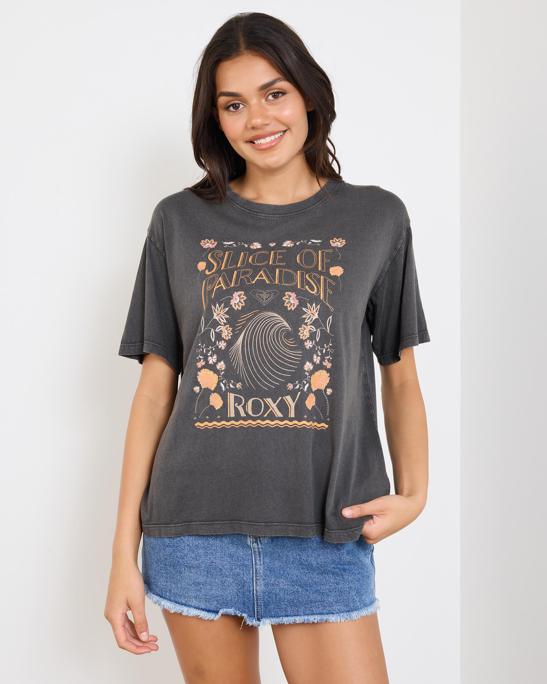 Shop Roxy Moonrise Sea T-Shirt In Phantom - Fast Shipping & Easy ...