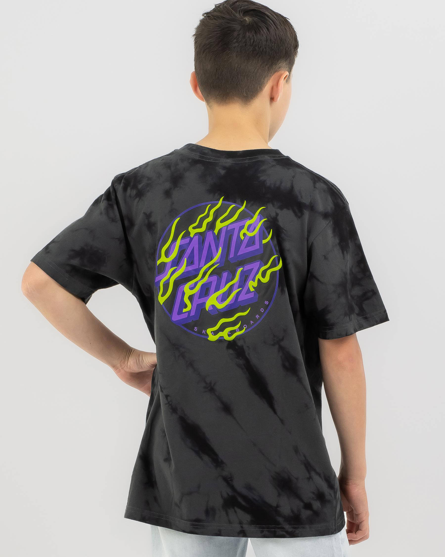 Shop Santa Cruz Boys' Inferno Stacked Strip Dot T-Shirt In Black - Fast ...