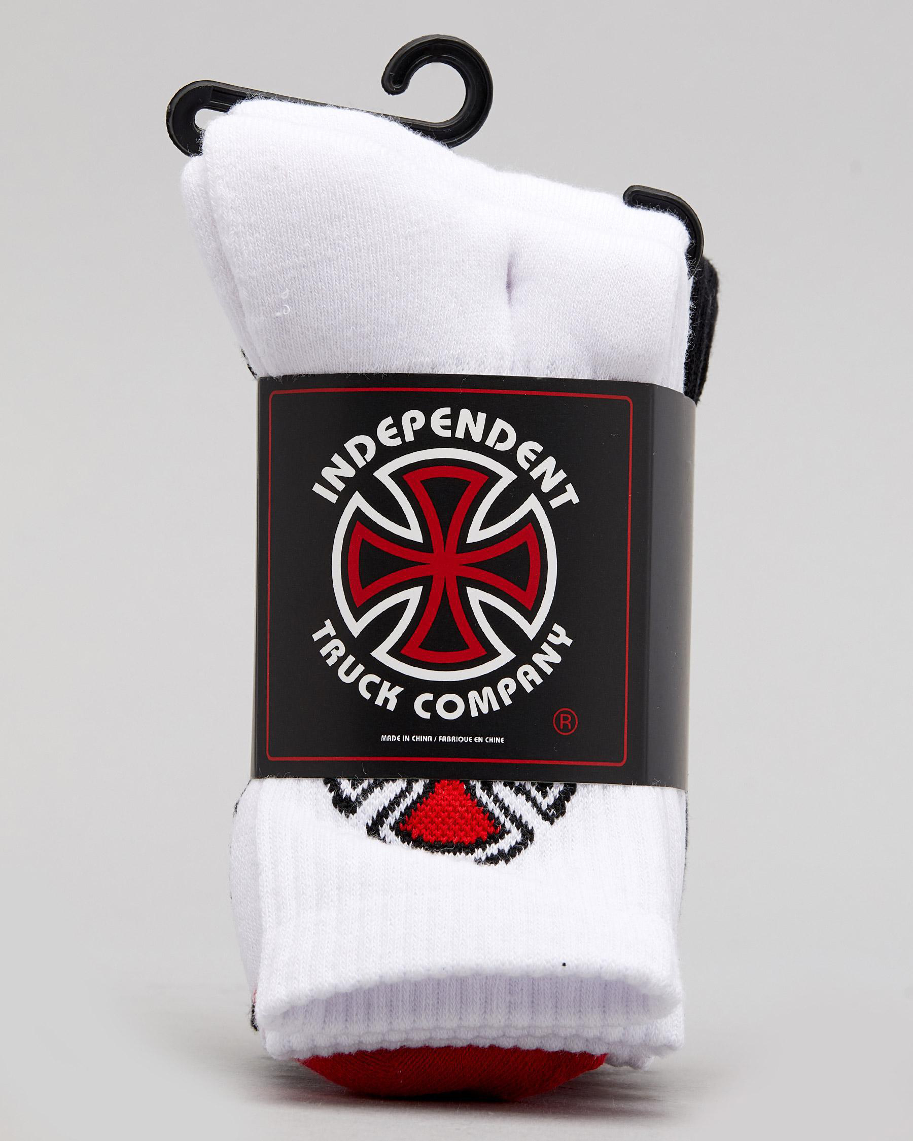 Shop Independent Youth OG Cross Socks 4 Pack In Assorted - Fast ...