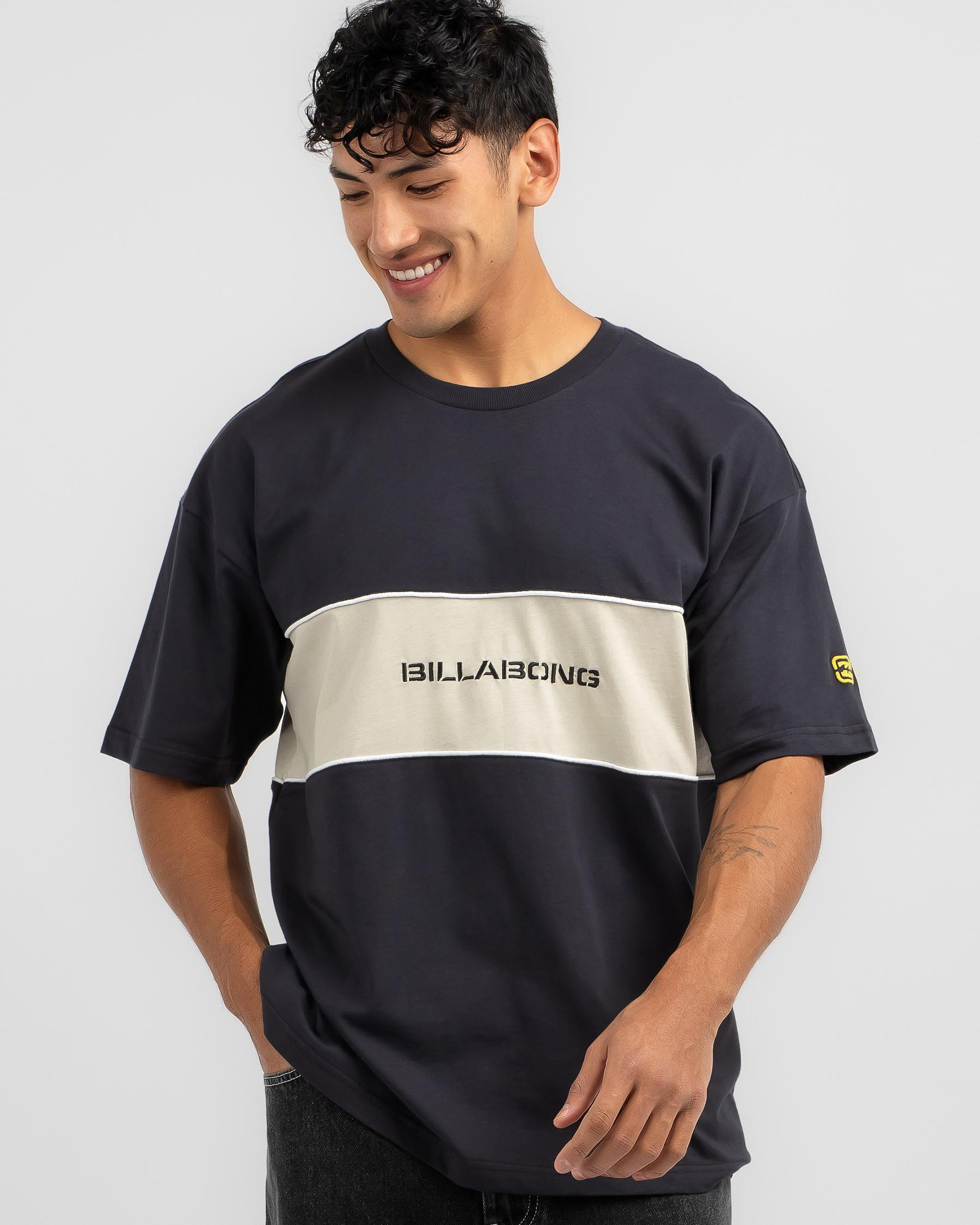 Shop Billabong Panel Crew T-Shirt In Washed Black - Fast Shipping ...