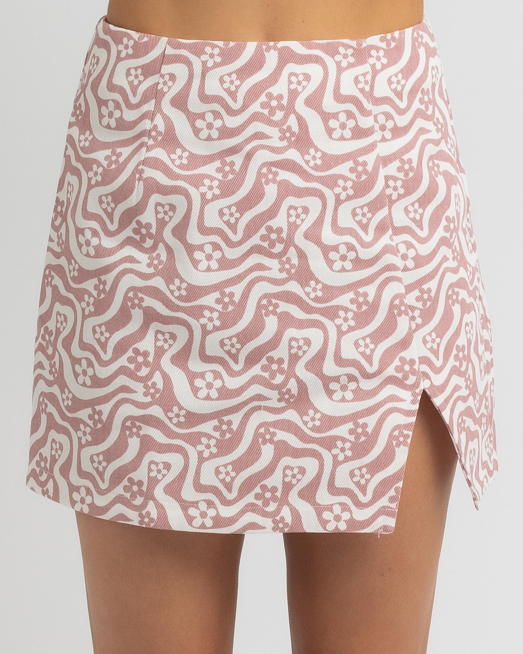 Shop Luvalot Taite Skirt In Pink Print - Fast Shipping & Easy Returns ...