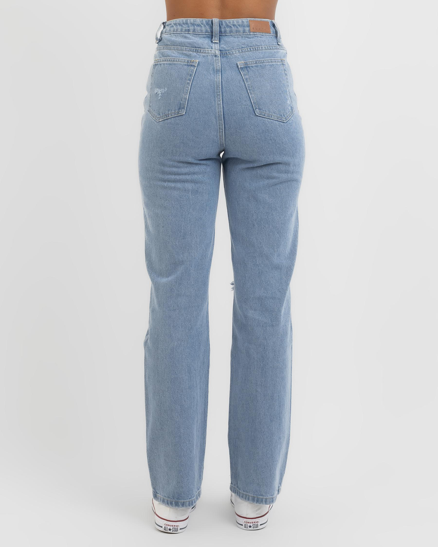 Shop Rusty Chloe High Wide Straight Leg Jeans In Blue Lagoon - Fast ...