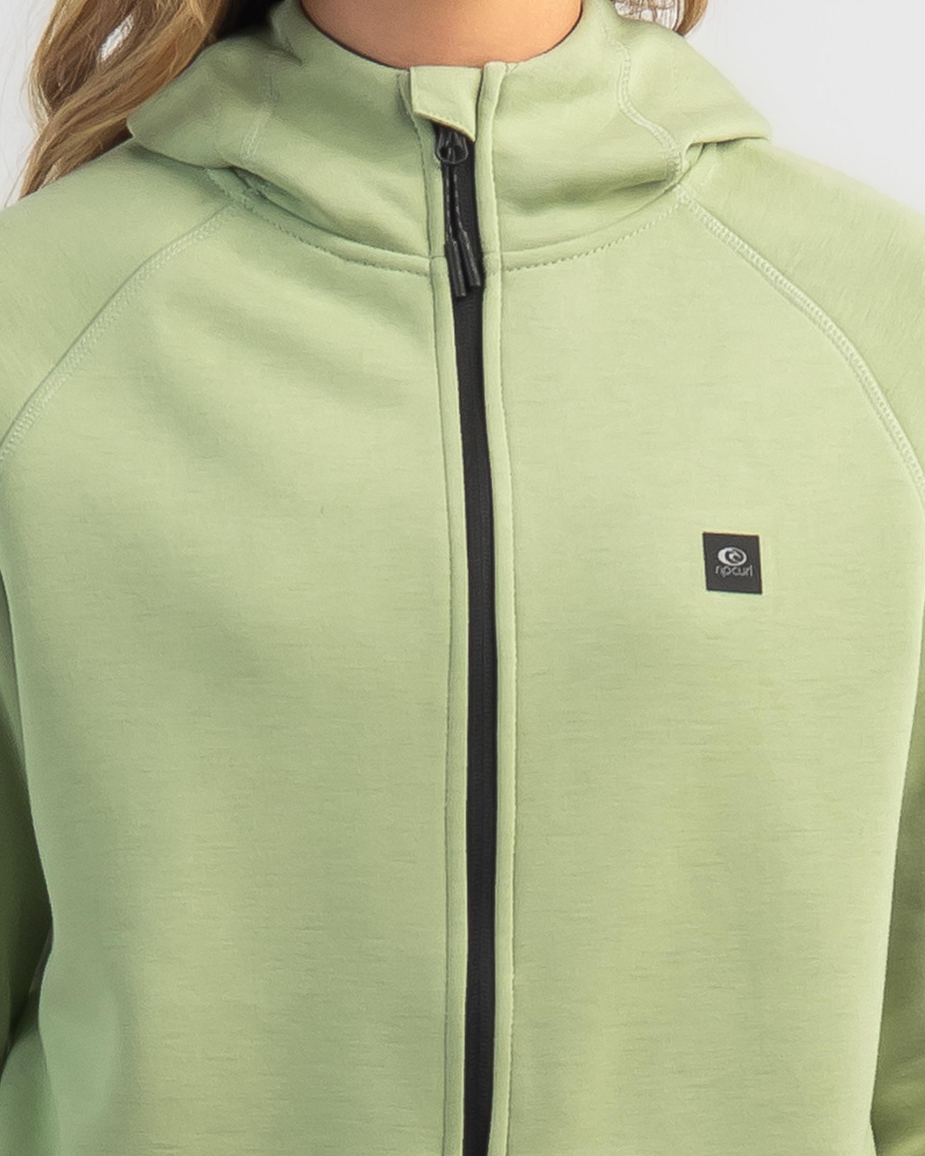 Shop Rip Curl Anti-Series Flux Zip Through Hooded Jacket In Mid Green ...