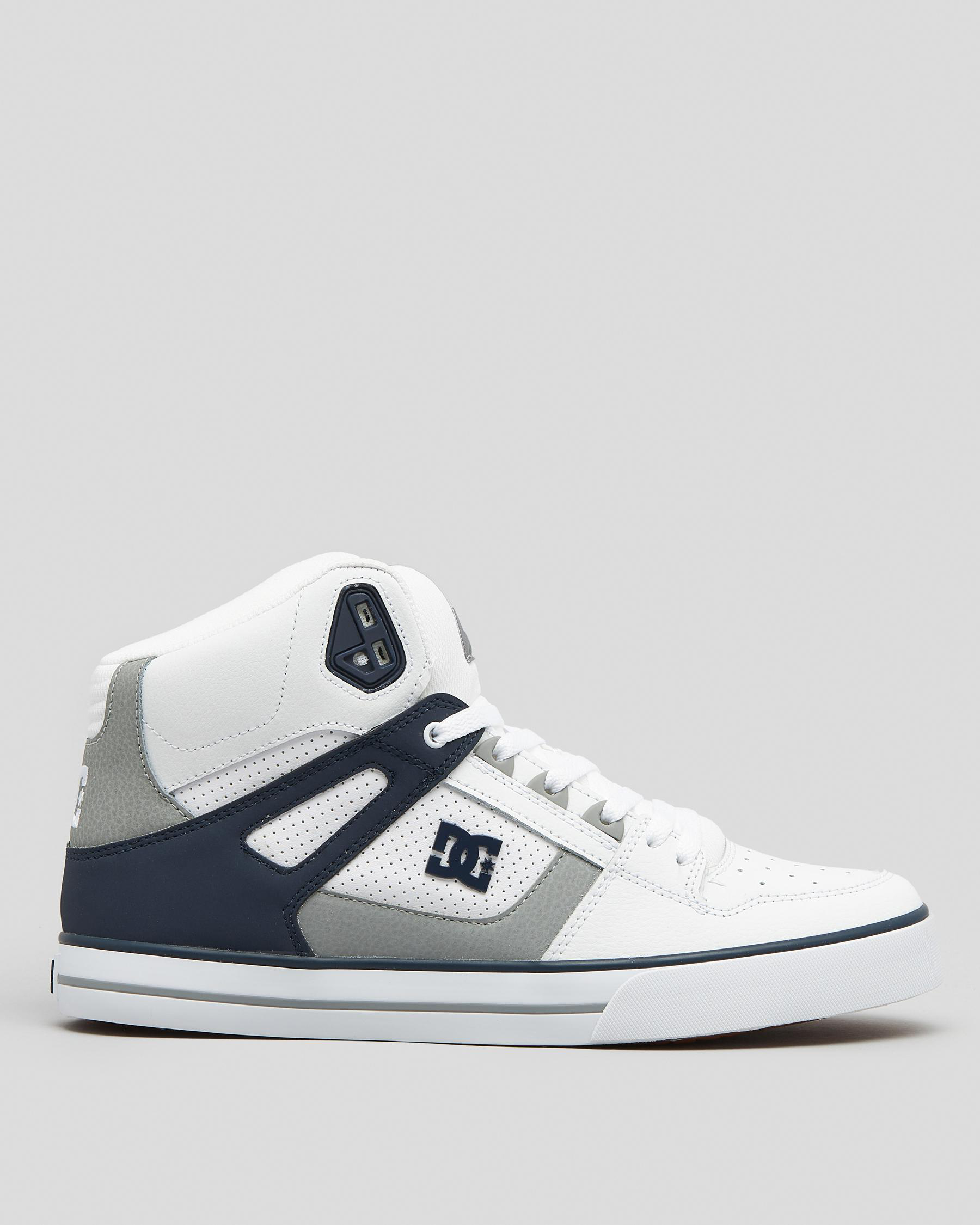 Shop DC Shoes Pure Hi-Top Shoes In White/navy - Fast Shipping & Easy ...