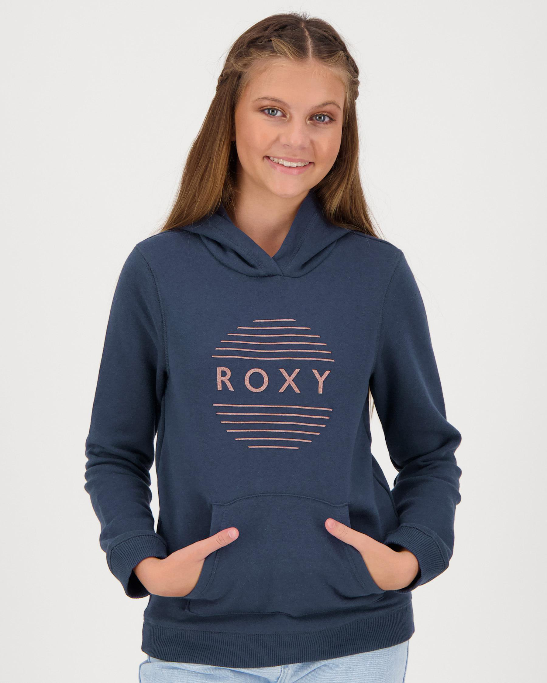 Shop Roxy Girls' Doing Yoga Hoodie In Mood Indigo - Fast Shipping ...