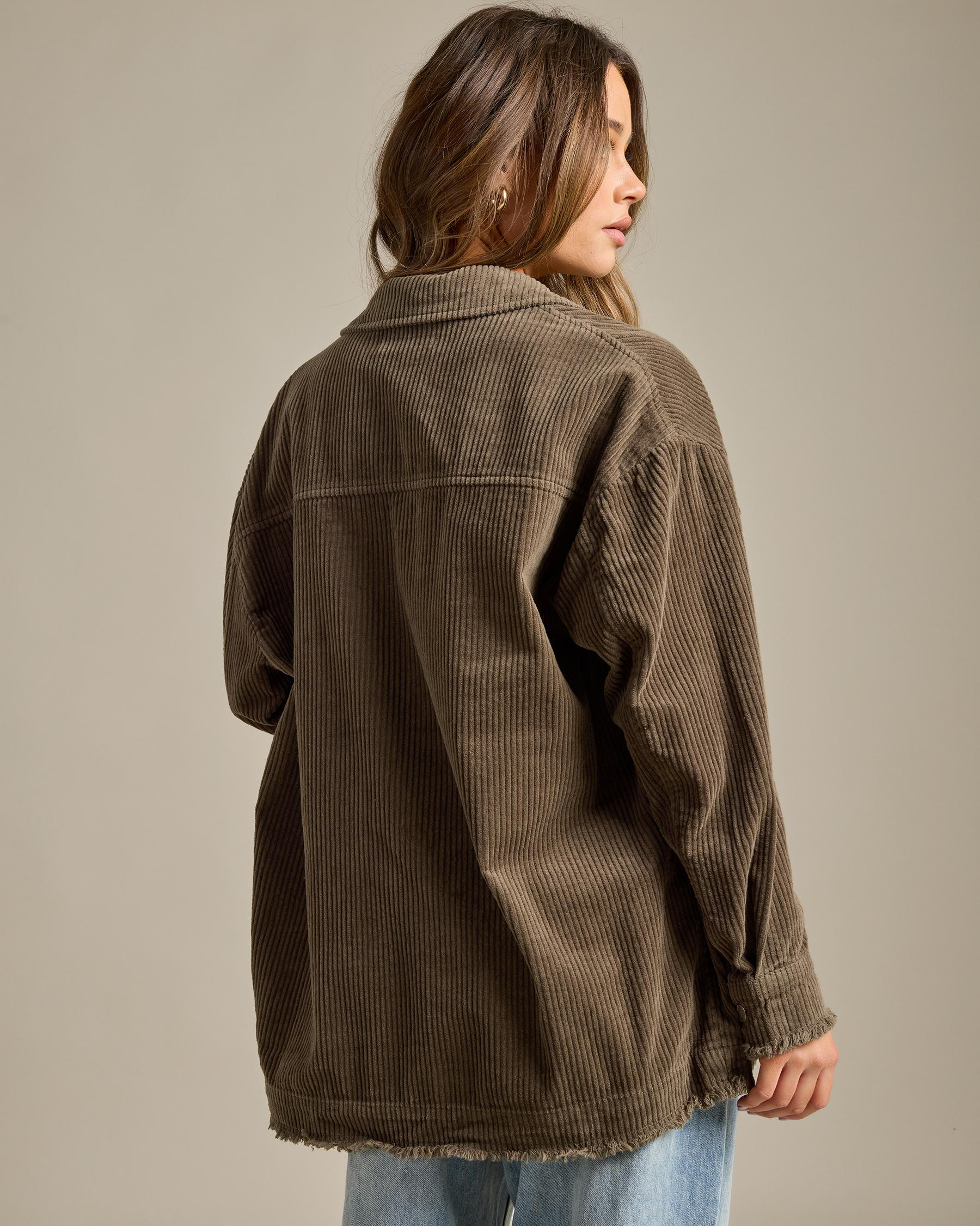 Shop Mooloola Taylor Cord Shacket In Olive - Fast Shipping & Easy ...
