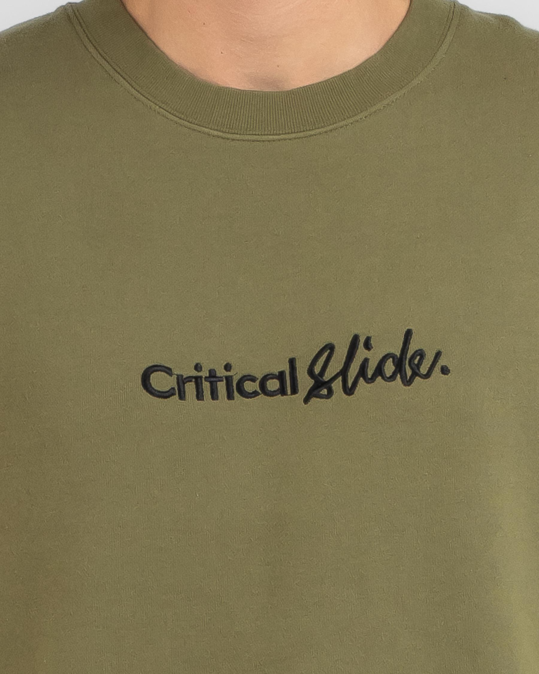 Shop The Critical Slide Society Institute Crew Neck Sweatshirt In Olive ...