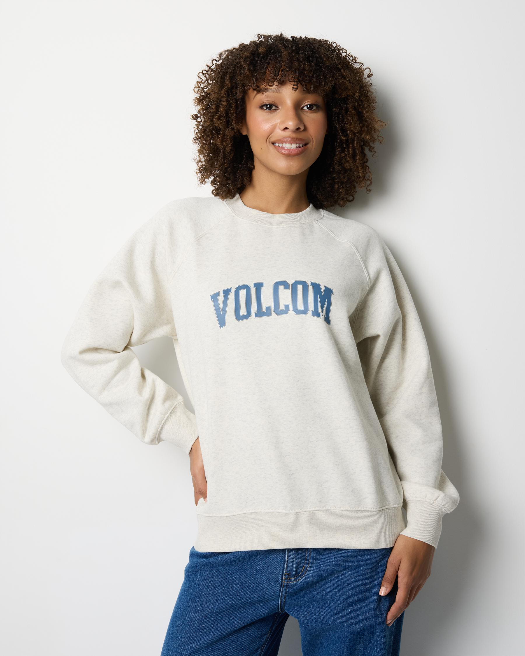Shop Volcom Get More II Crewneck Sweatshirt In Oat Marle - Fast ...