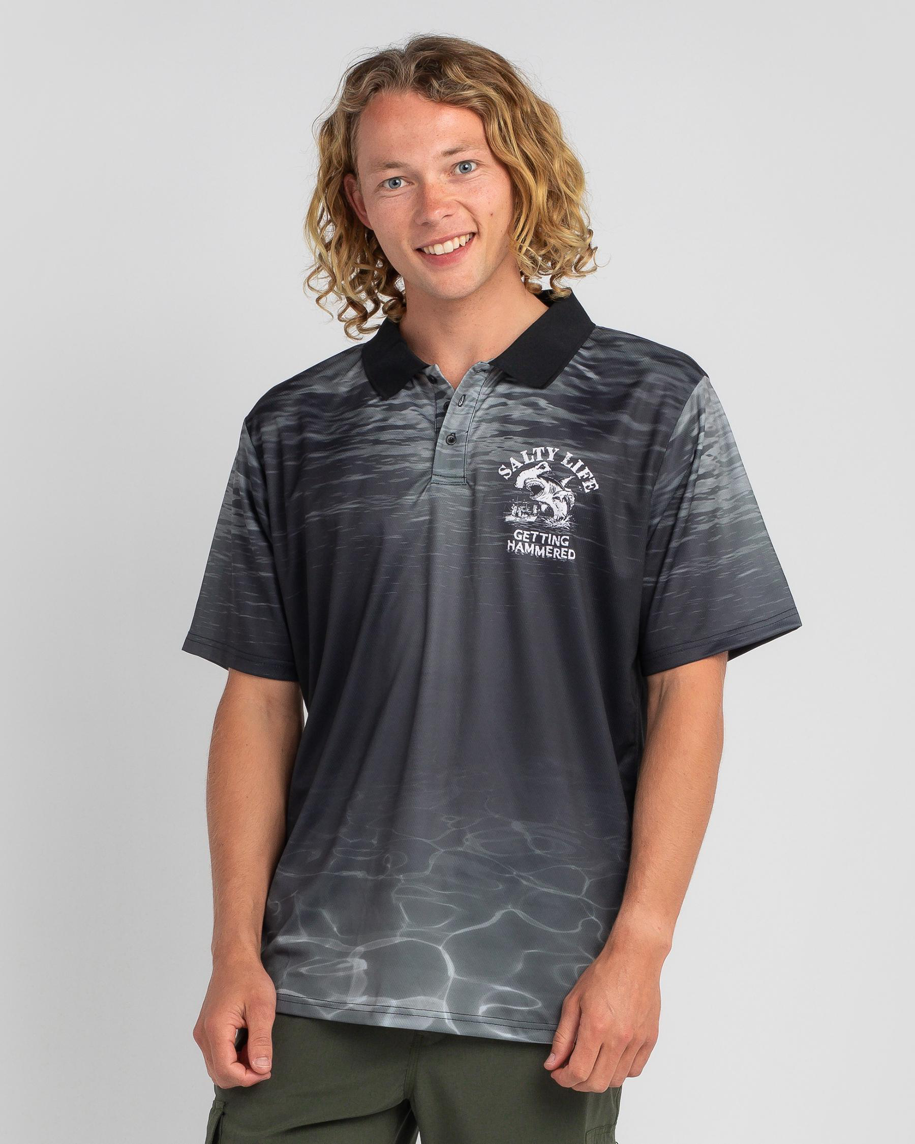 Salty Life Hammered Polo Shirt In Black - FREE* Shipping & Easy Returns ...