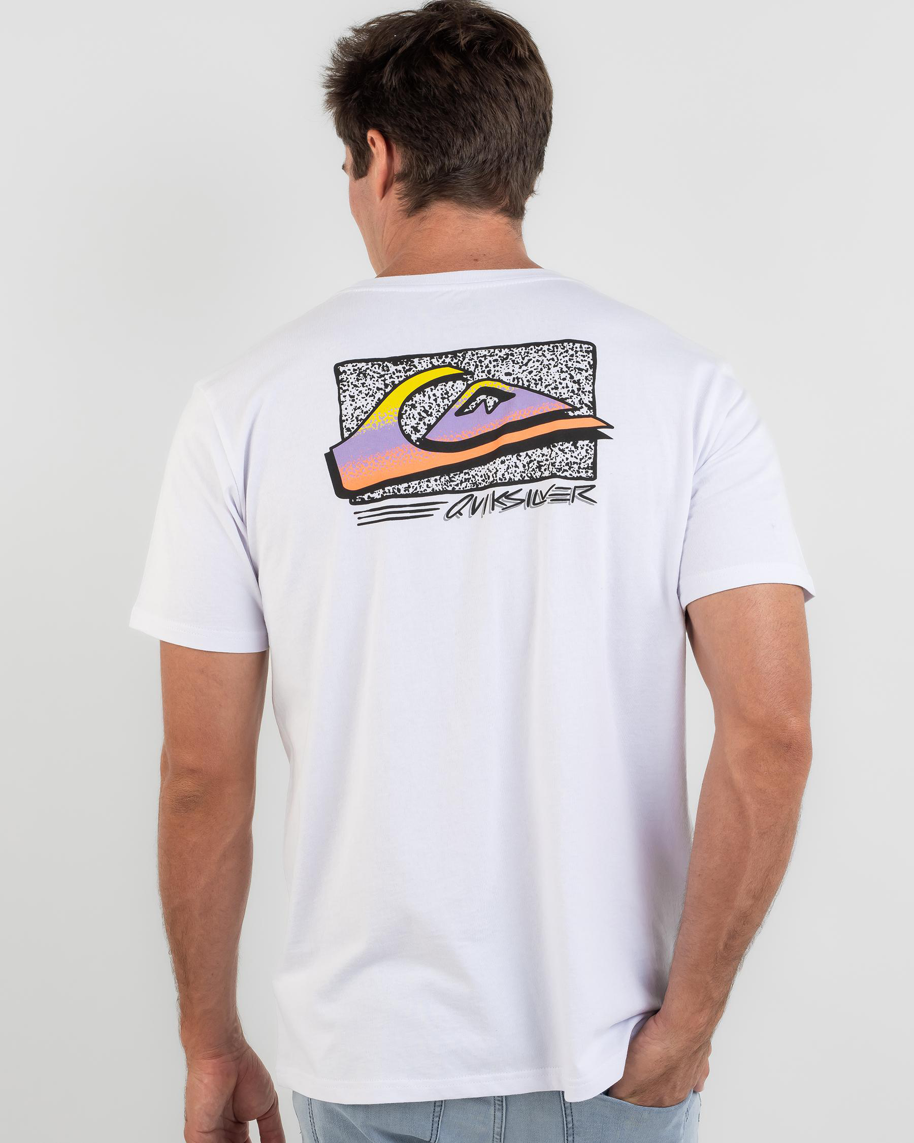 Shop Quiksilver Retro Fade T-Shirt In White - Fast Shipping & Easy ...