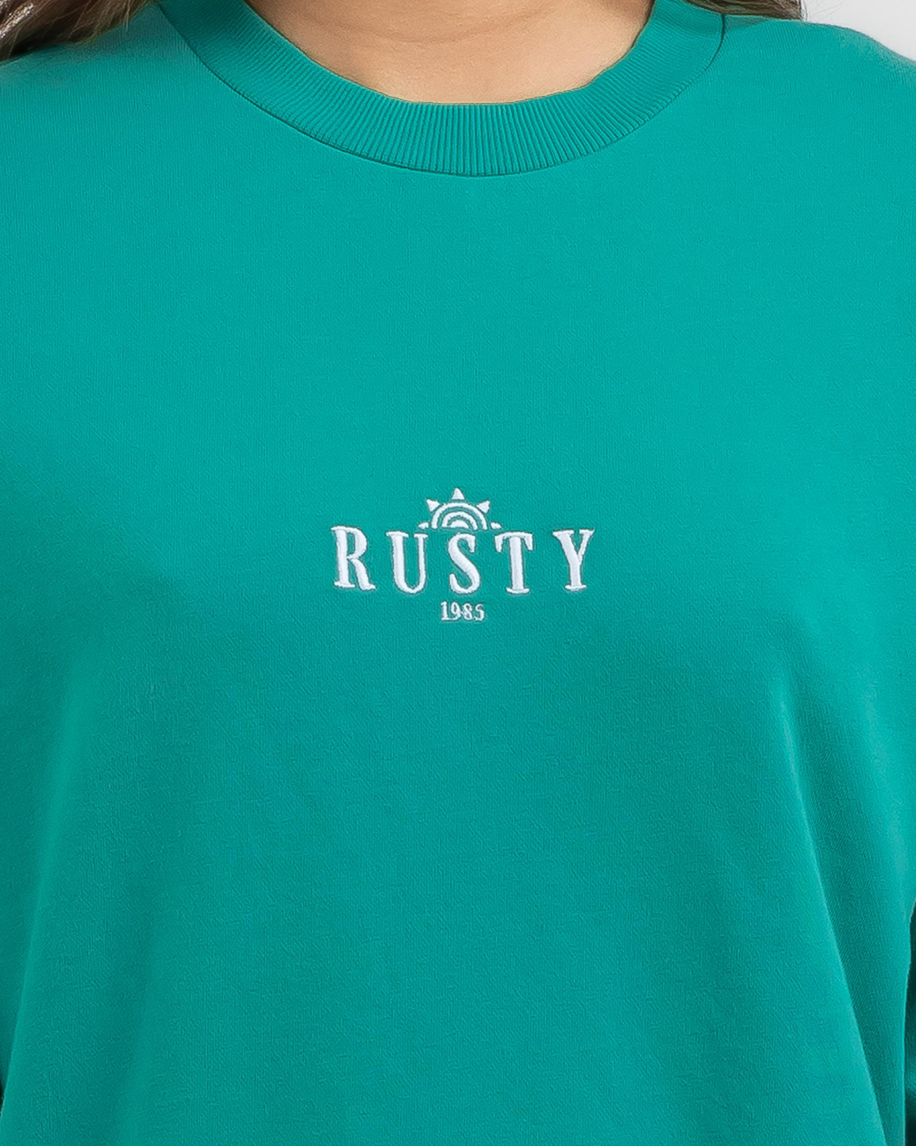Rusty Sunrise Relaxed Crewneck Sweatshirts In Emerald - FREE* Shipping ...