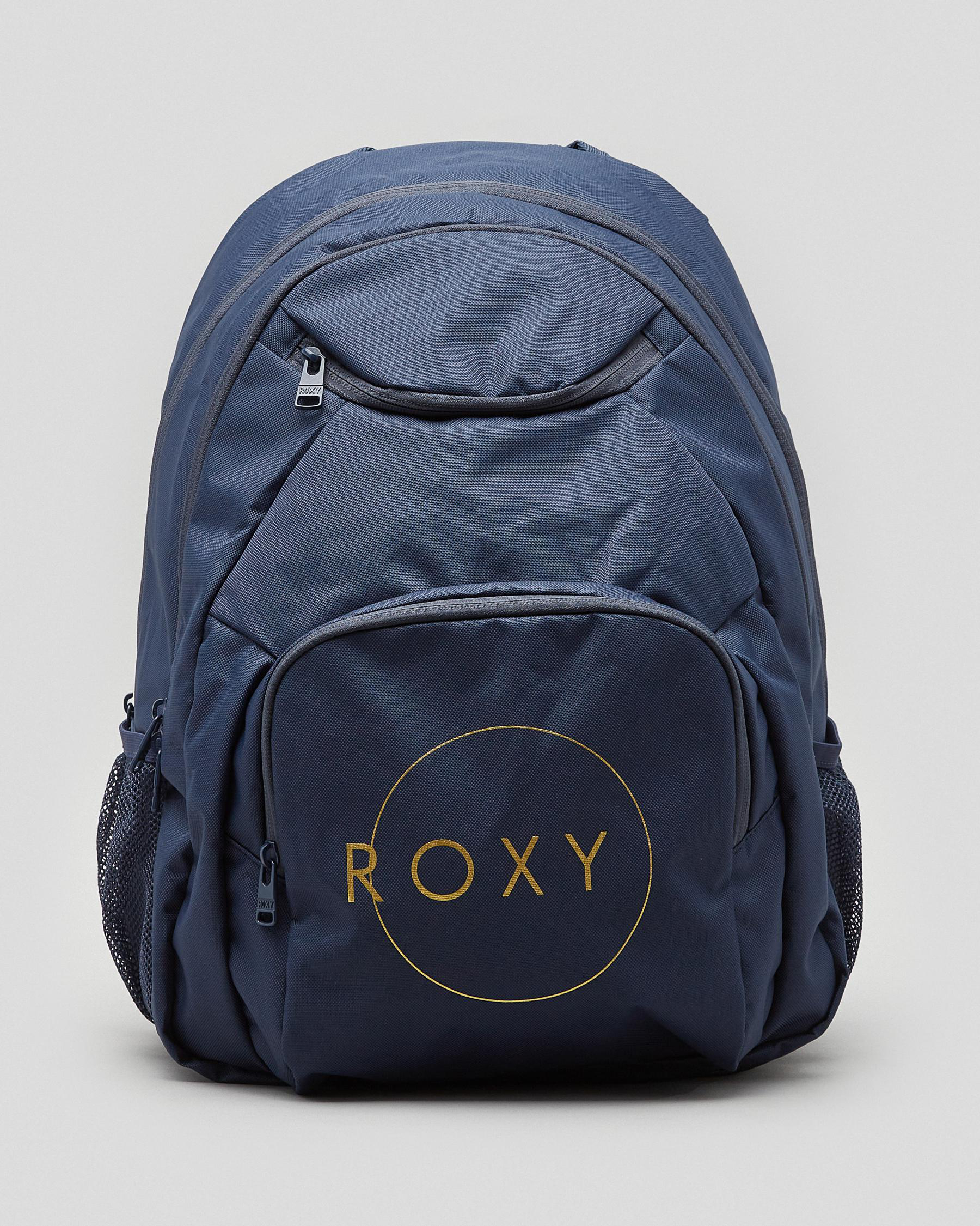 Shop Roxy Shadow Swell Solid Logo Backpack In Mood Indigo - Fast ...