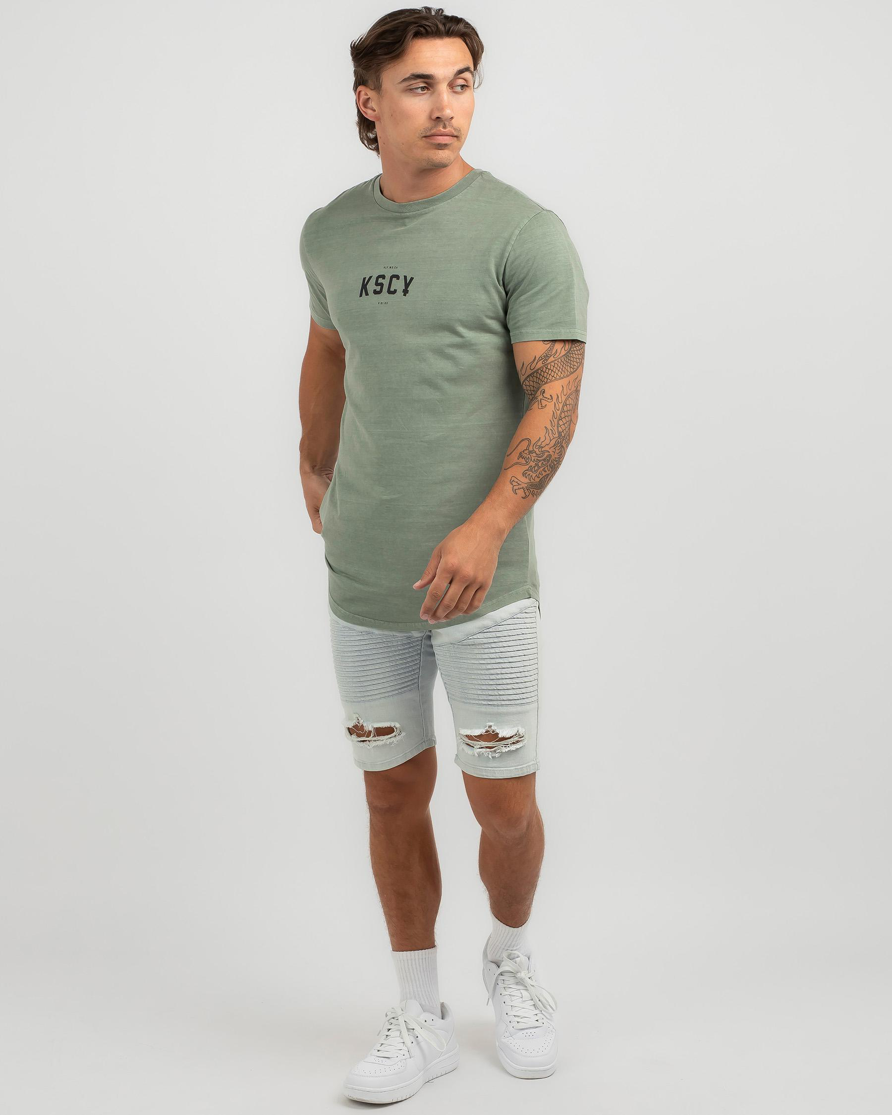 Shop Kiss Chacey Empire Dual Curved T-Shirt In Pigment Slate Grey ...