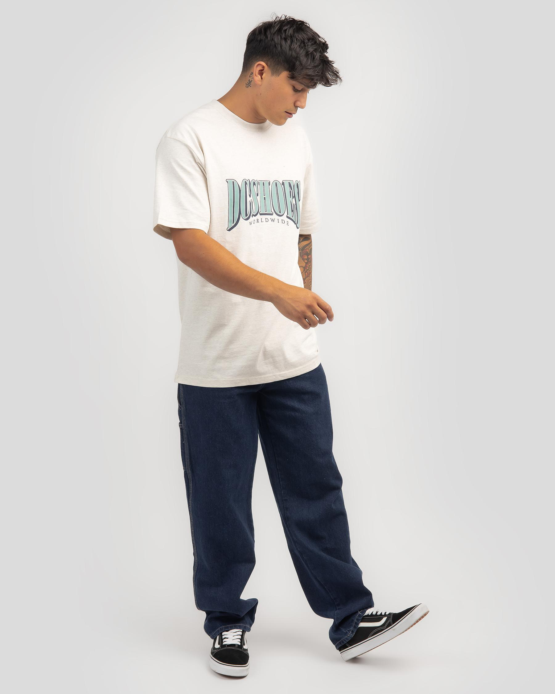 Shop DC Shoes Tall Stack T-Shirt In Snow Heather - Fast Shipping & Easy ...