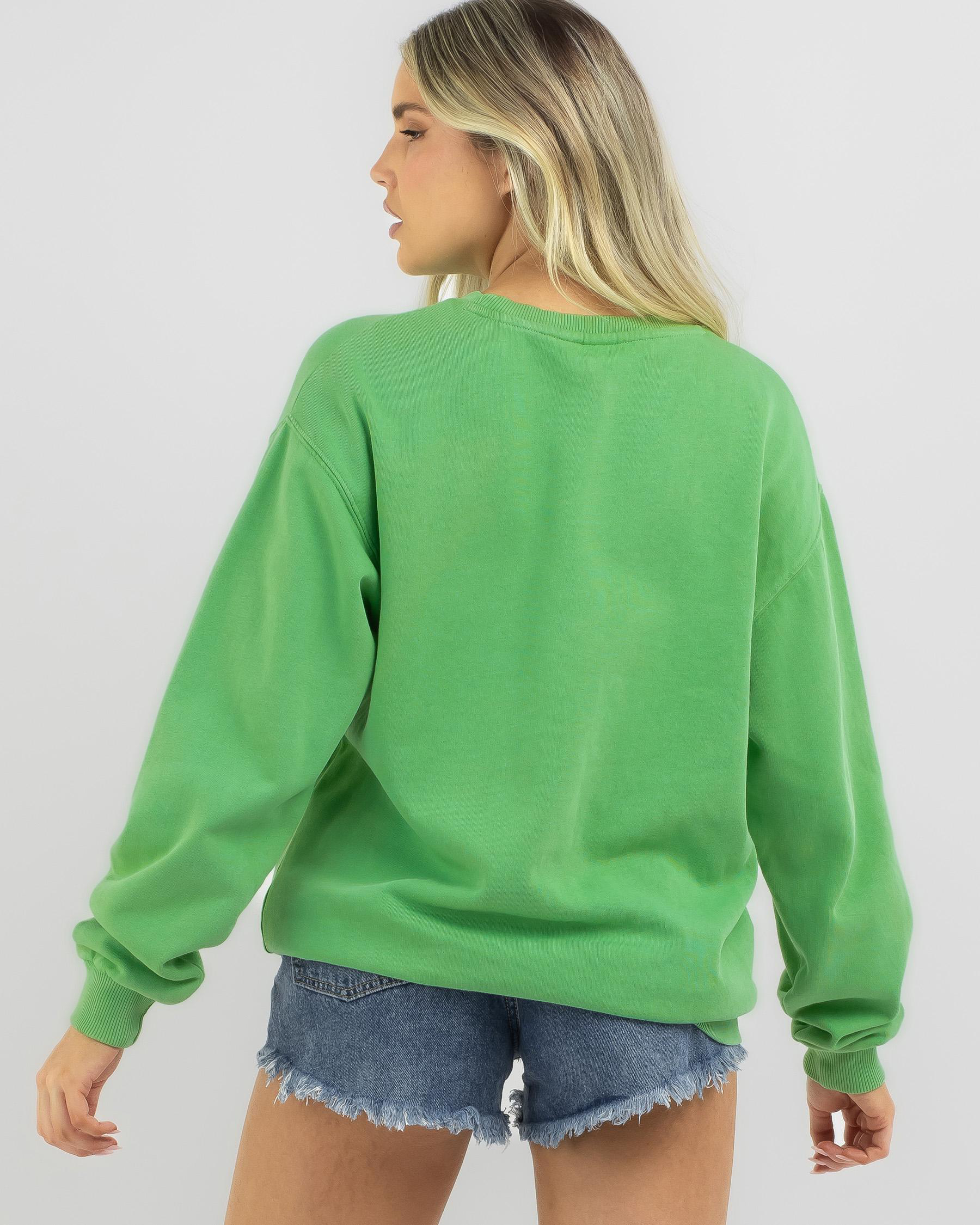 Shop Roxy To The East Crewneck Sweatshirt In Absinthe Green - Fast ...