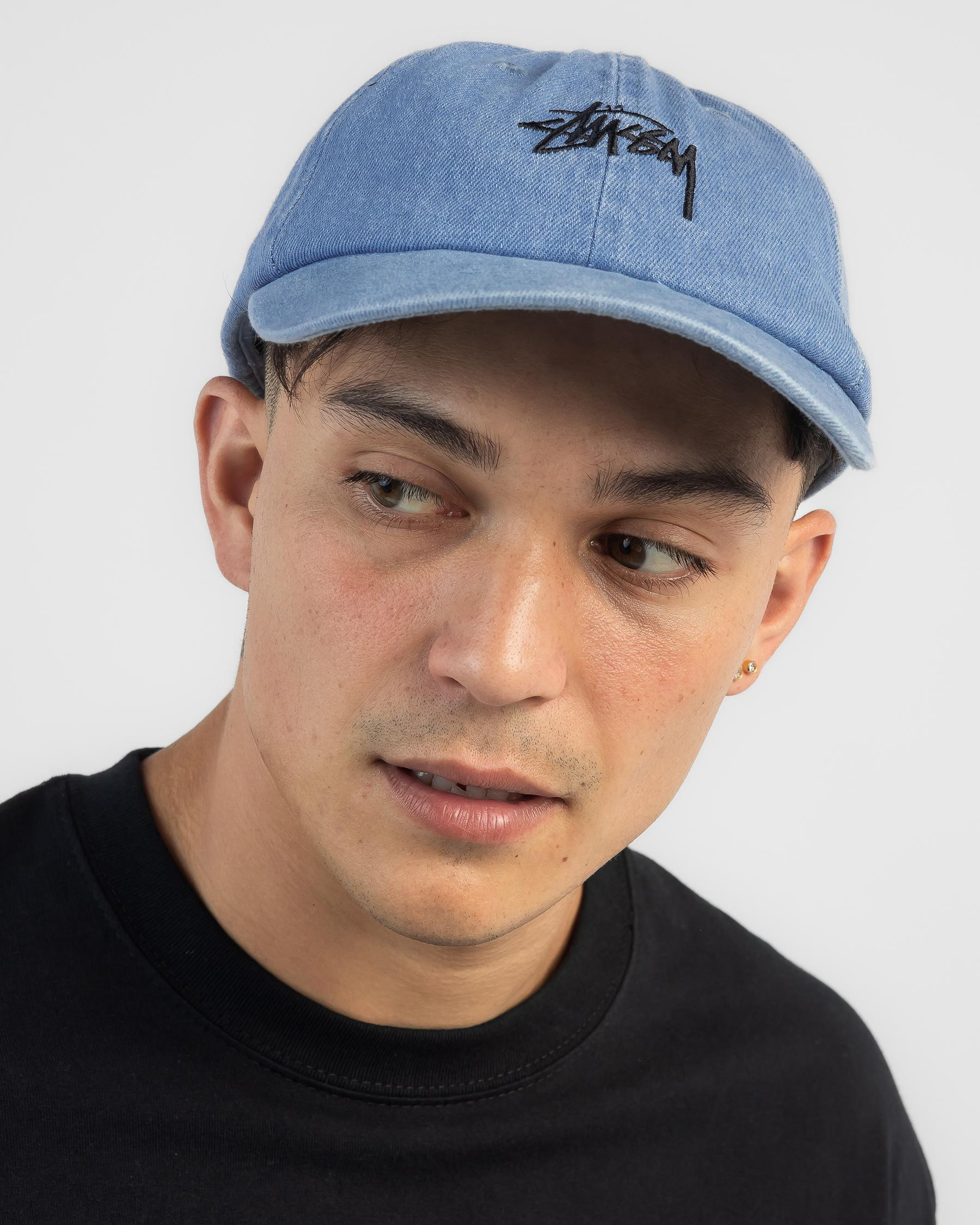 Shop Stussy Stock Low Pro Cap In Light Washed Denim - Fast Shipping ...