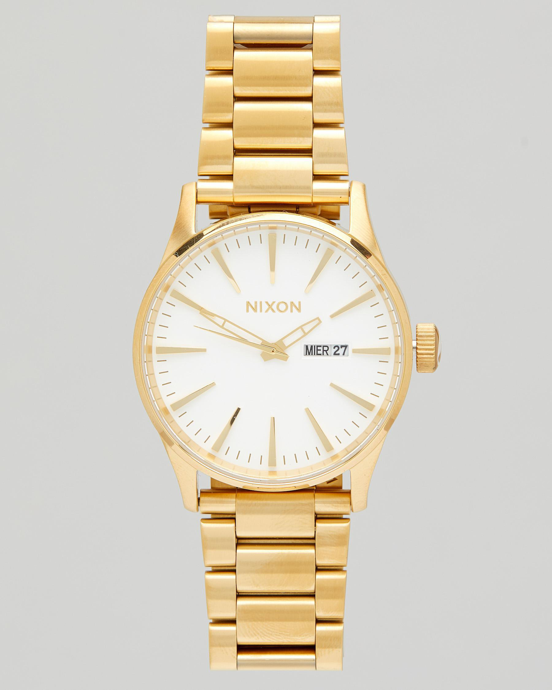 Shop Nixon Sentry SS Watch In All Gold/white - Fast Shipping & Easy ...