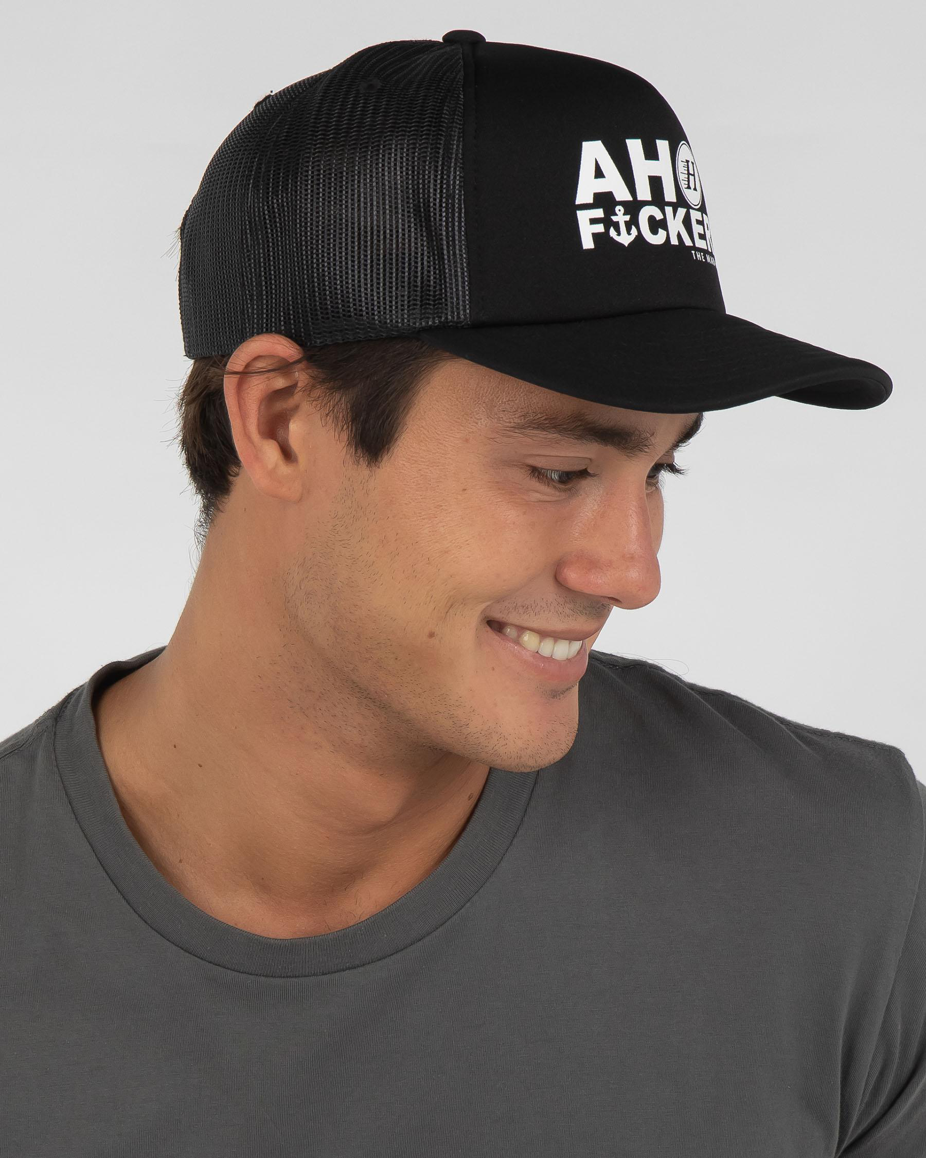 Shop The Mad Hueys Ahoy F*ckers II Trucker Cap In Black - Fast Shipping ...