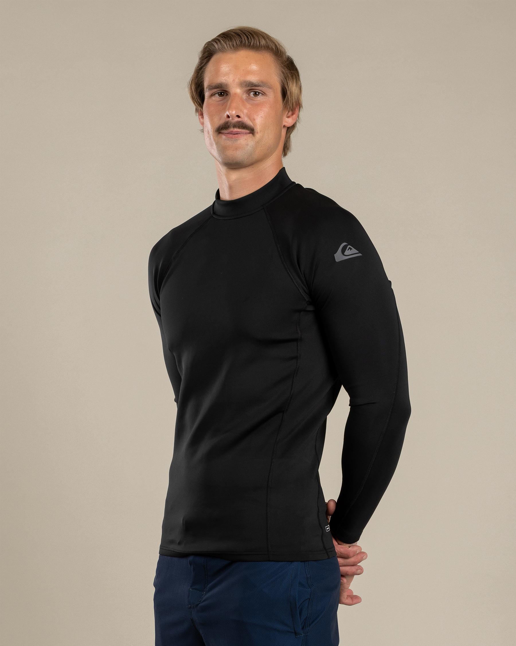 Shop Quiksilver Everyday Heat Long Sleeve Rash Vest In Black - Fast ...