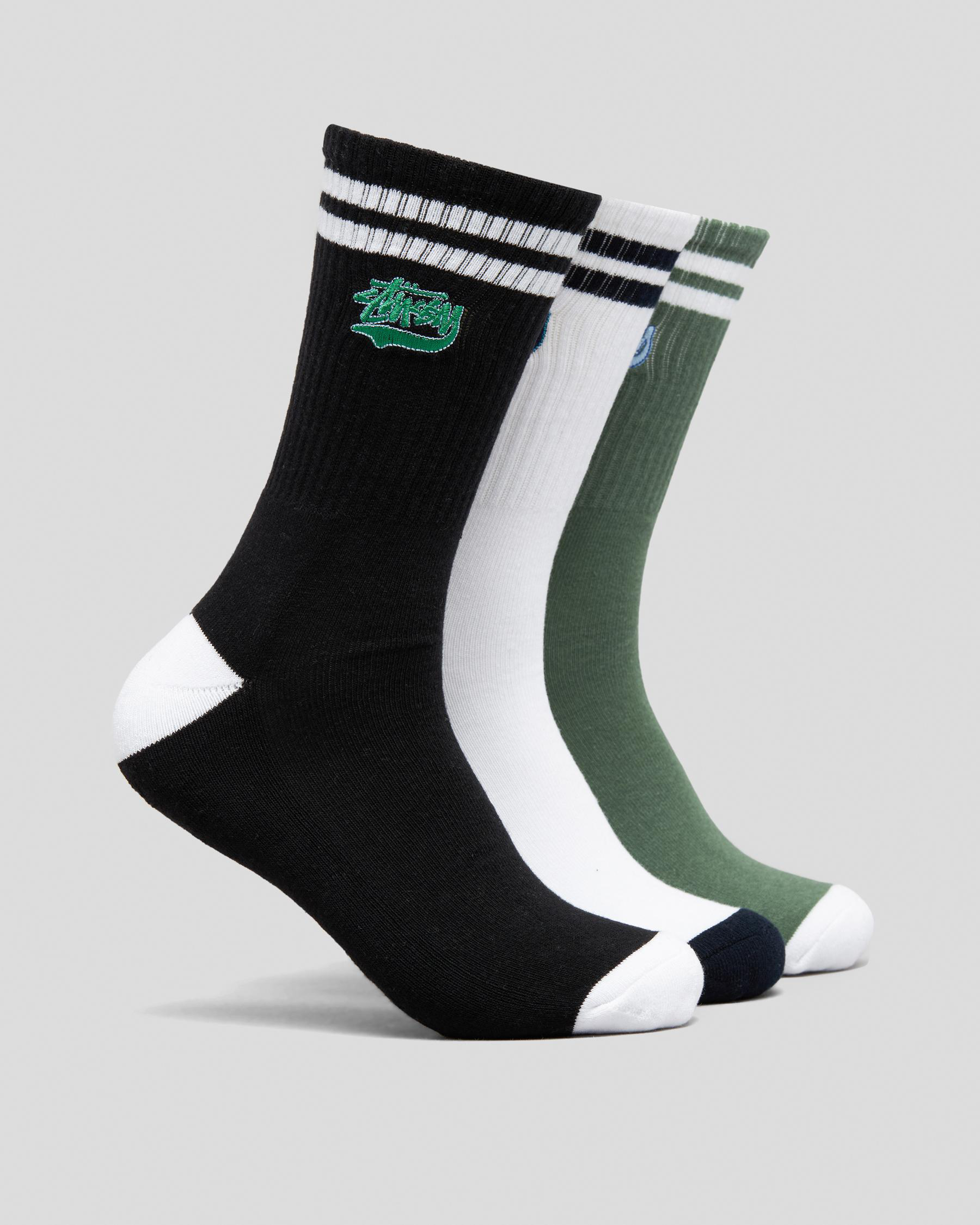 Shop Stussy Slugger Stripe Socks 3 Pack In Multi - Fast Shipping & Easy ...