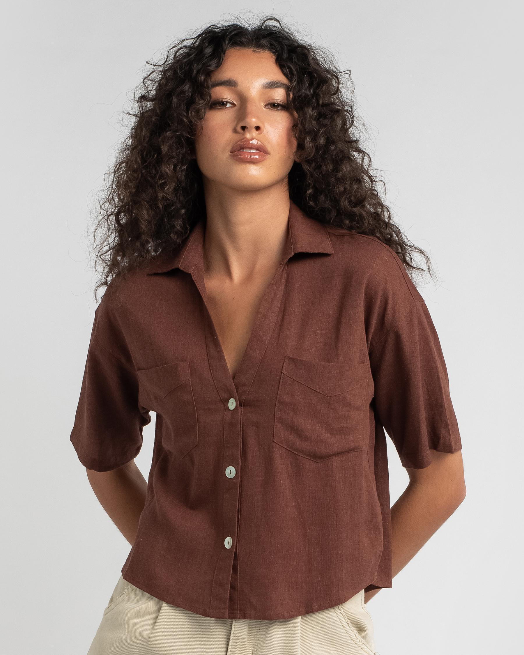 Shop Mooloola Laurie Shirt In Chocolate - Fast Shipping & Easy Returns ...