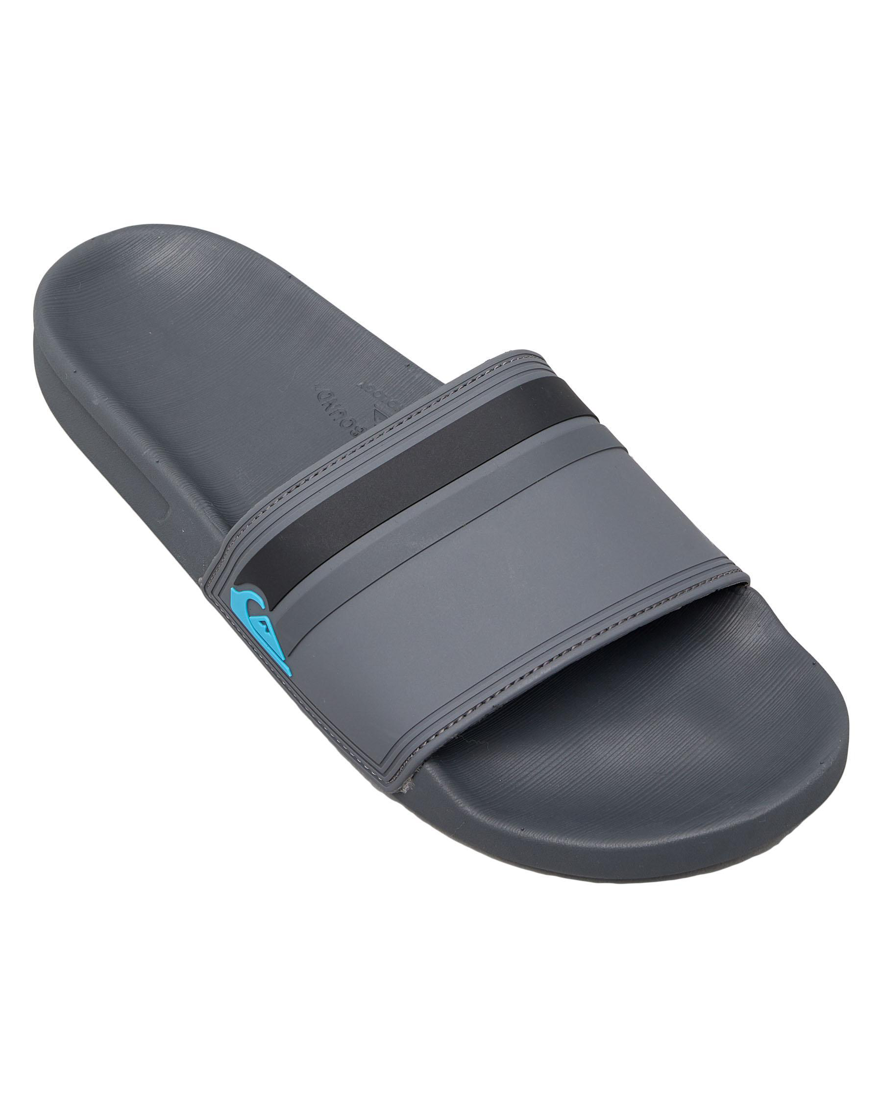 Shop Quiksilver Rivi Slides In Grey/black/blue - Fast Shipping & Easy ...