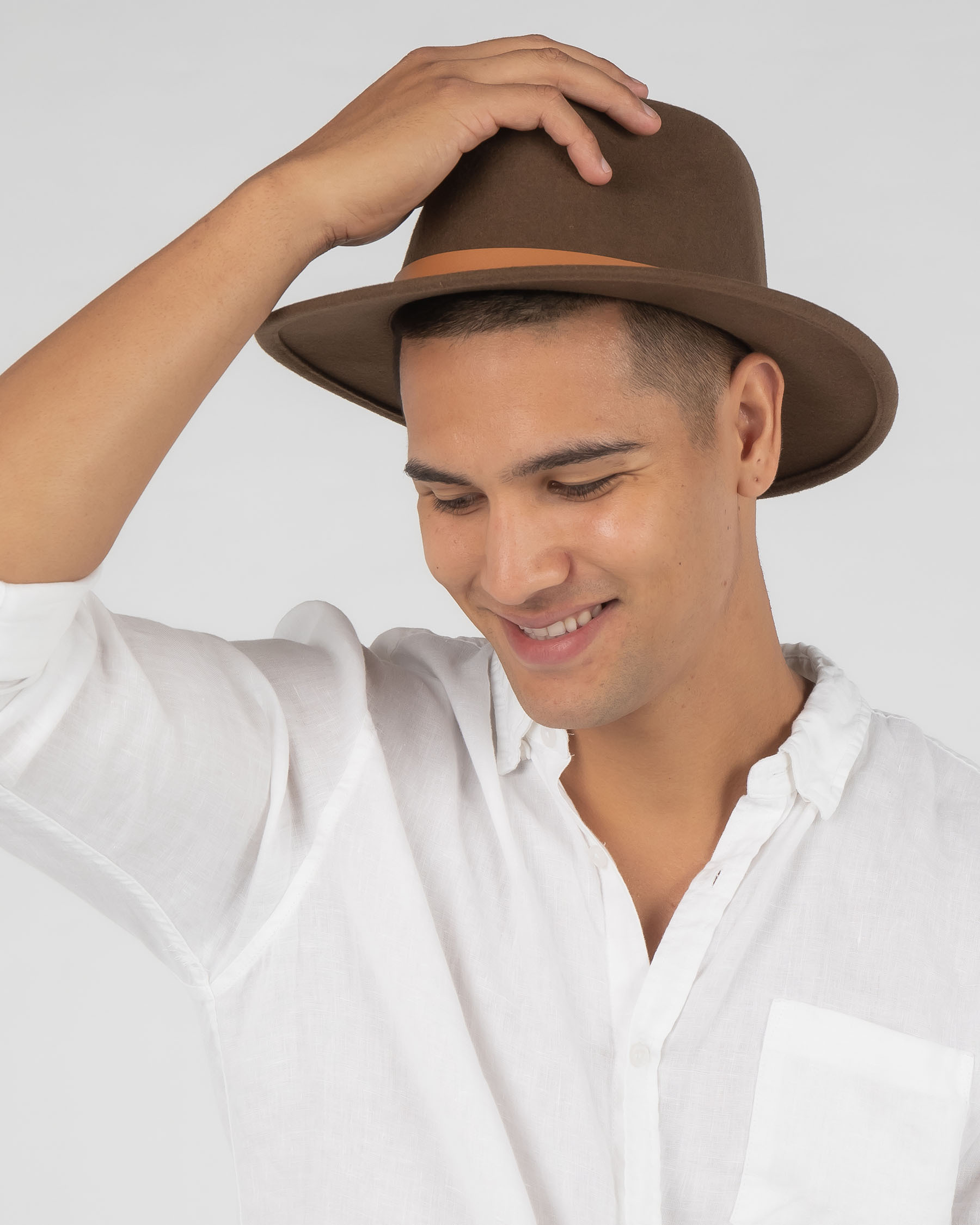 Shop Brixton Messer Fedora In Toffee - Fast Shipping & Easy Returns ...