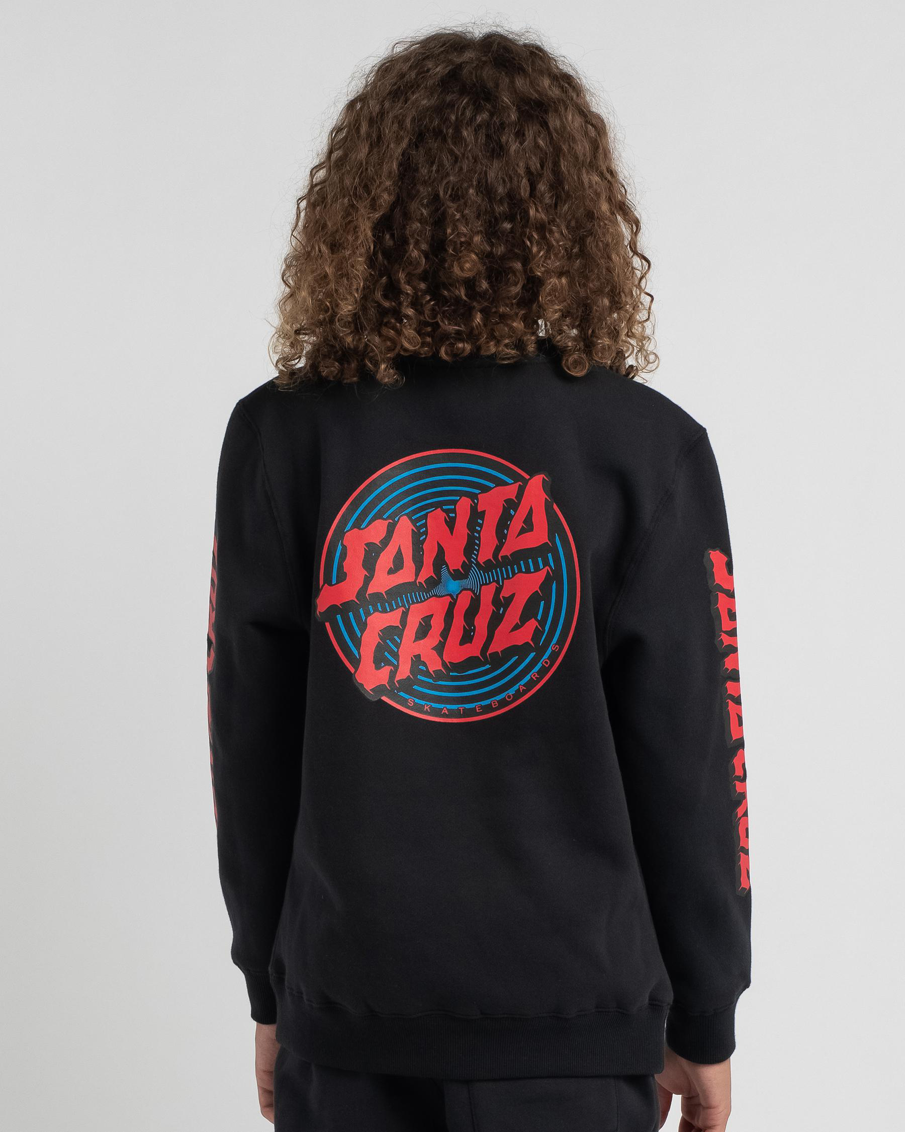 Shop Santa Cruz Boys' Depth Dot Crew Sweatshirt In Black - Fast ...