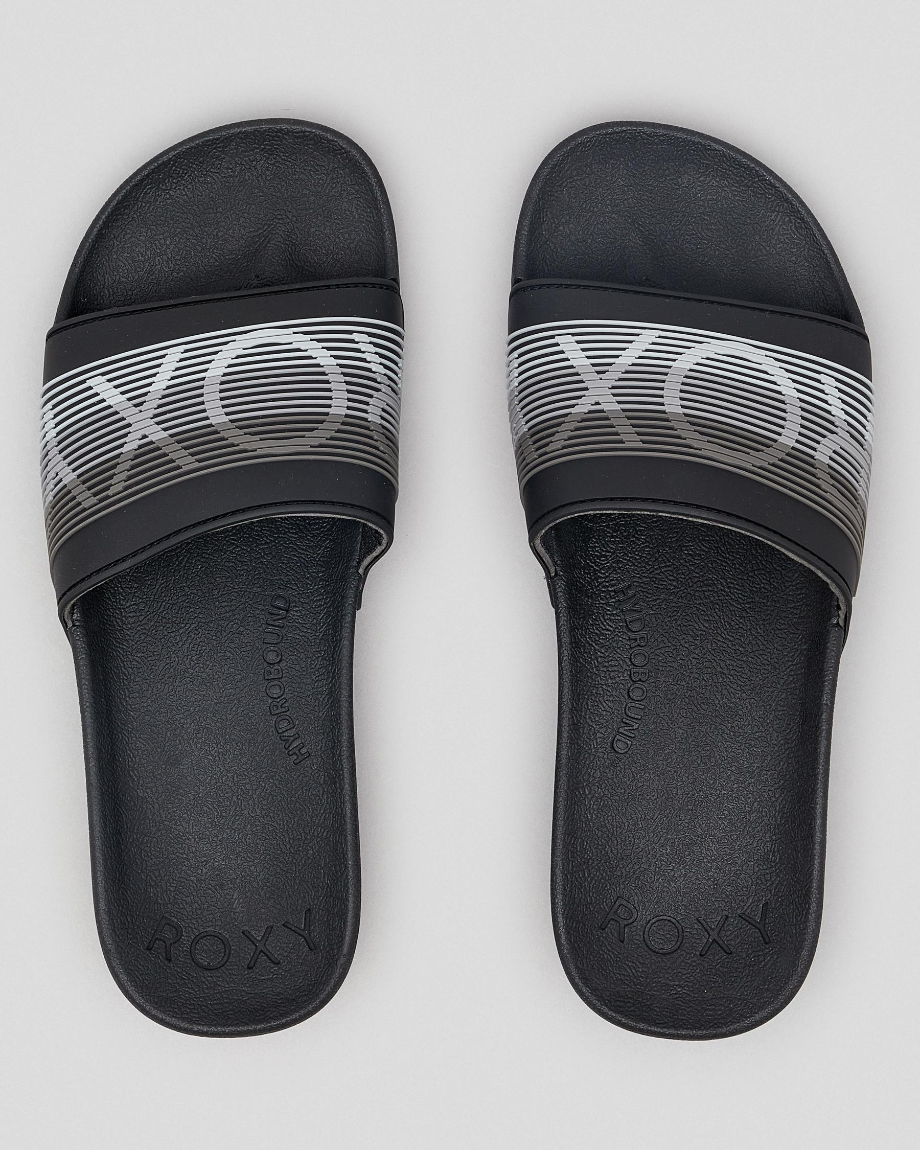 Shop Roxy Slippy Slides In Black - Fast Shipping & Easy Returns - City ...