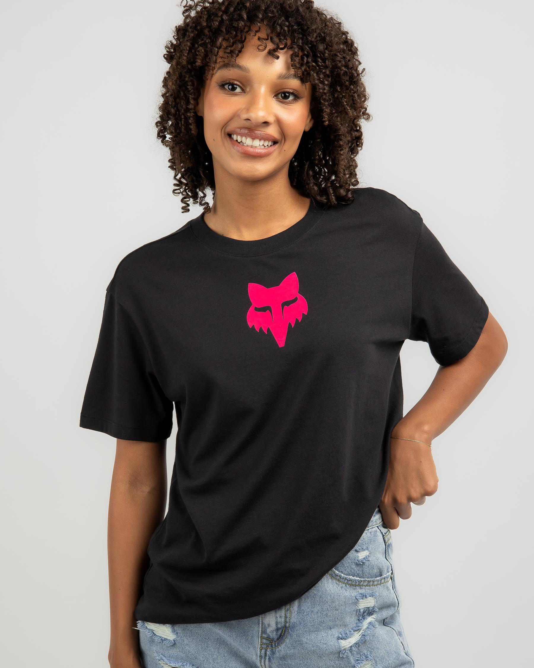 Shop Fox Fox Head T-Shirt In Black/pink - Fast Shipping & Easy Returns ...
