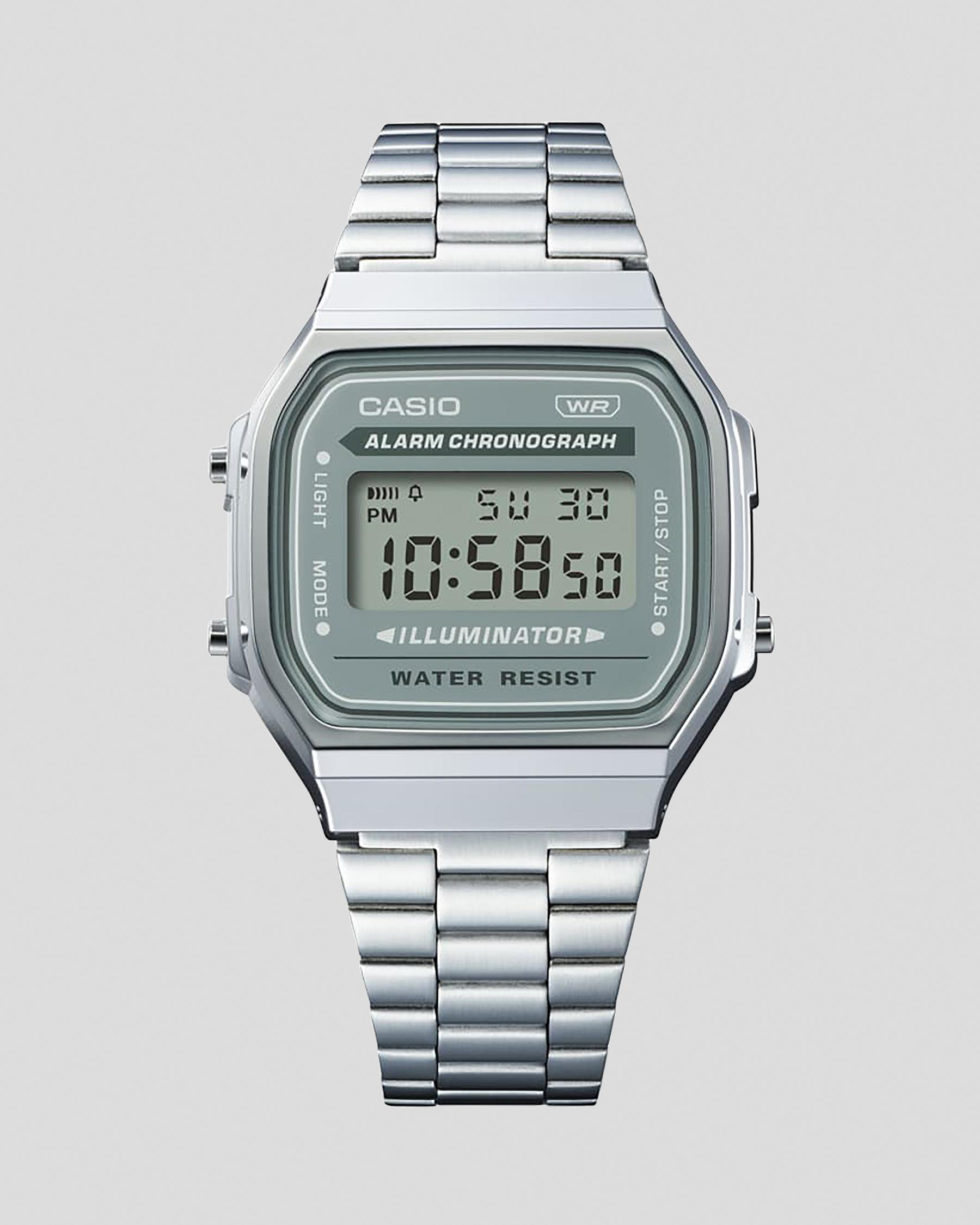 Shop Casio A168WA-3A Watch In Steel / Turqoise - Fast Shipping & Easy ...