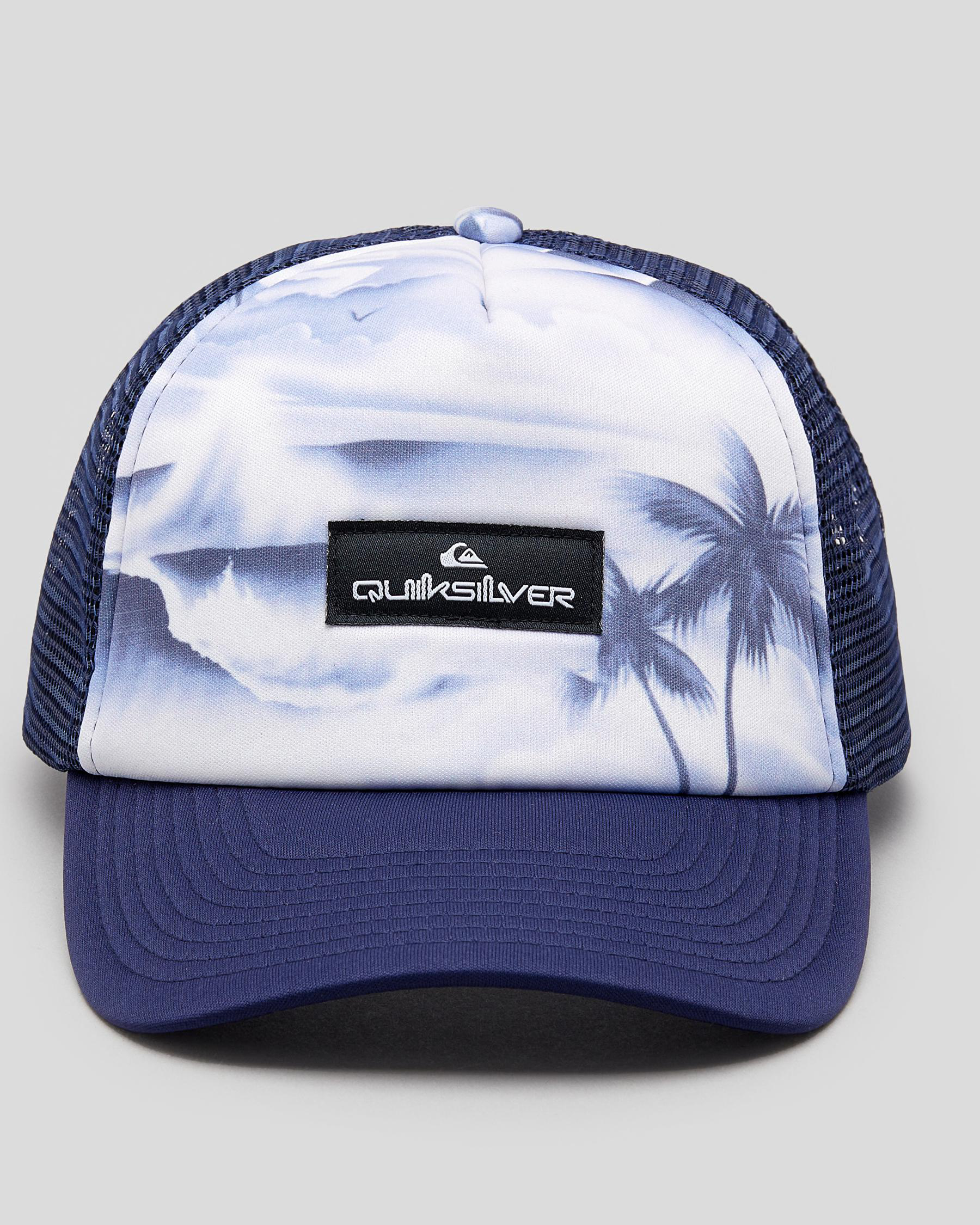 Shop Quiksilver Leash Pull Trucker Cap In Blue Indigo - Fast Shipping ...