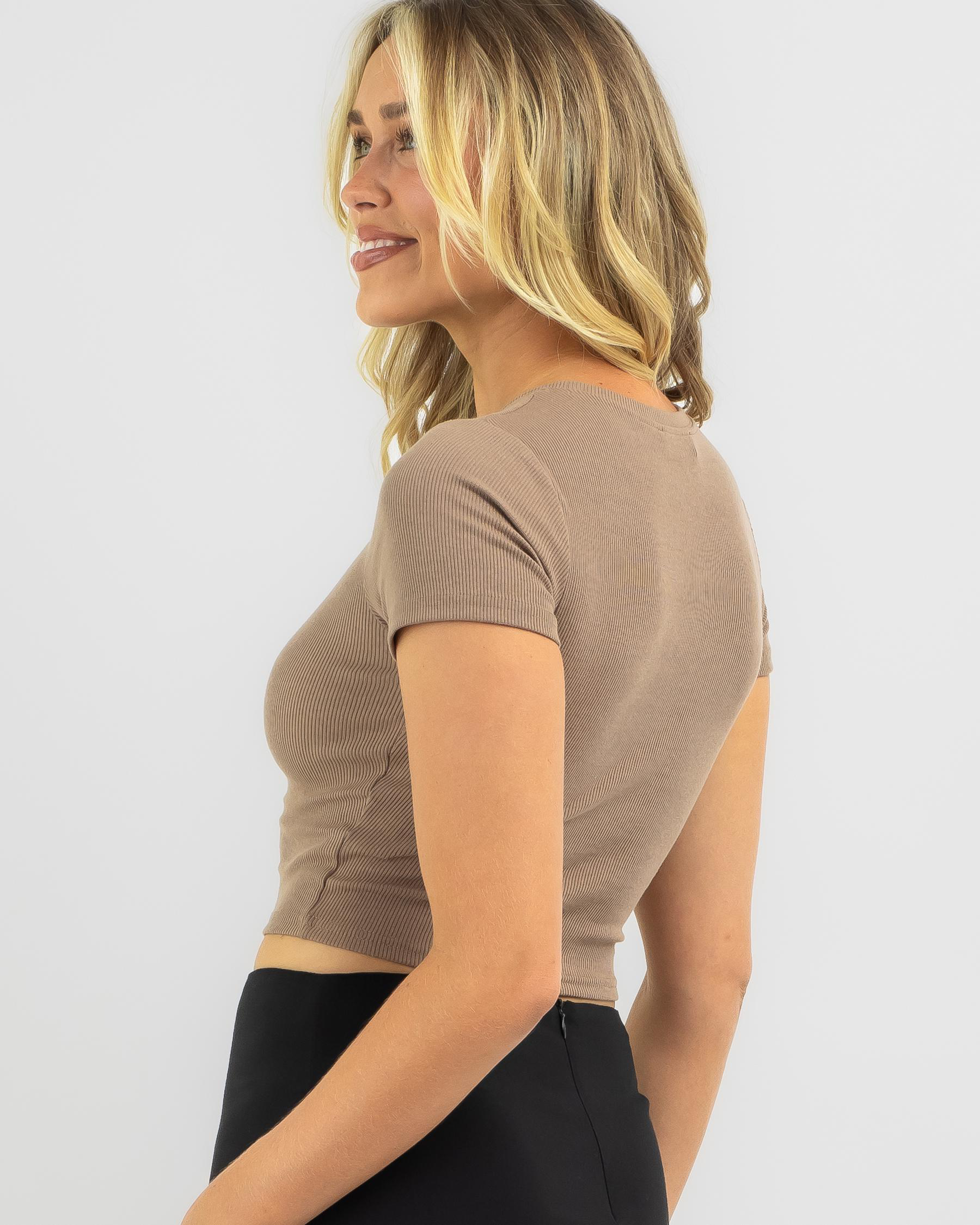 Shop Mooloola Basic Rib Baby Tee In Milk Chocolate - Fast Shipping & Easy Returns - City Beach ...