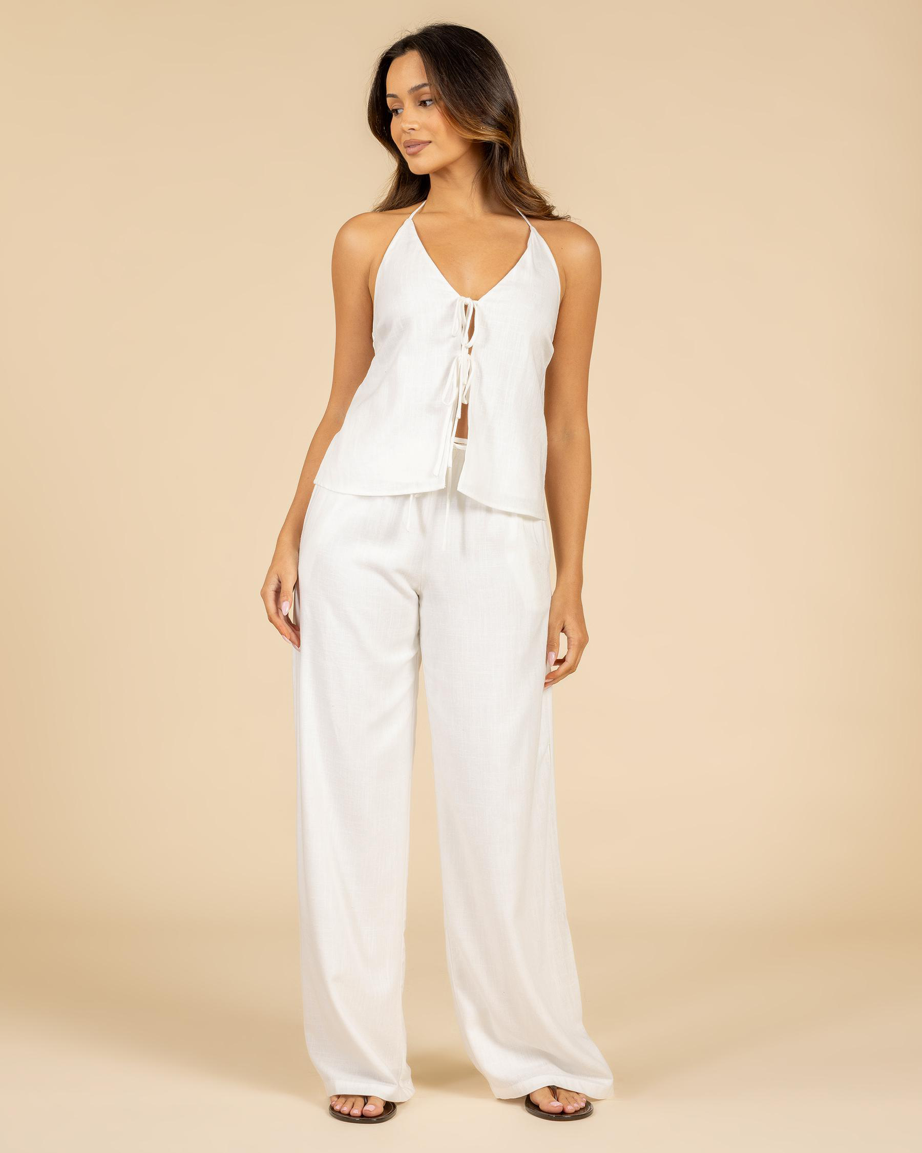 Shop Mooloola Symi Vanessa Halter Top In Cream - Fast Shipping & Easy ...