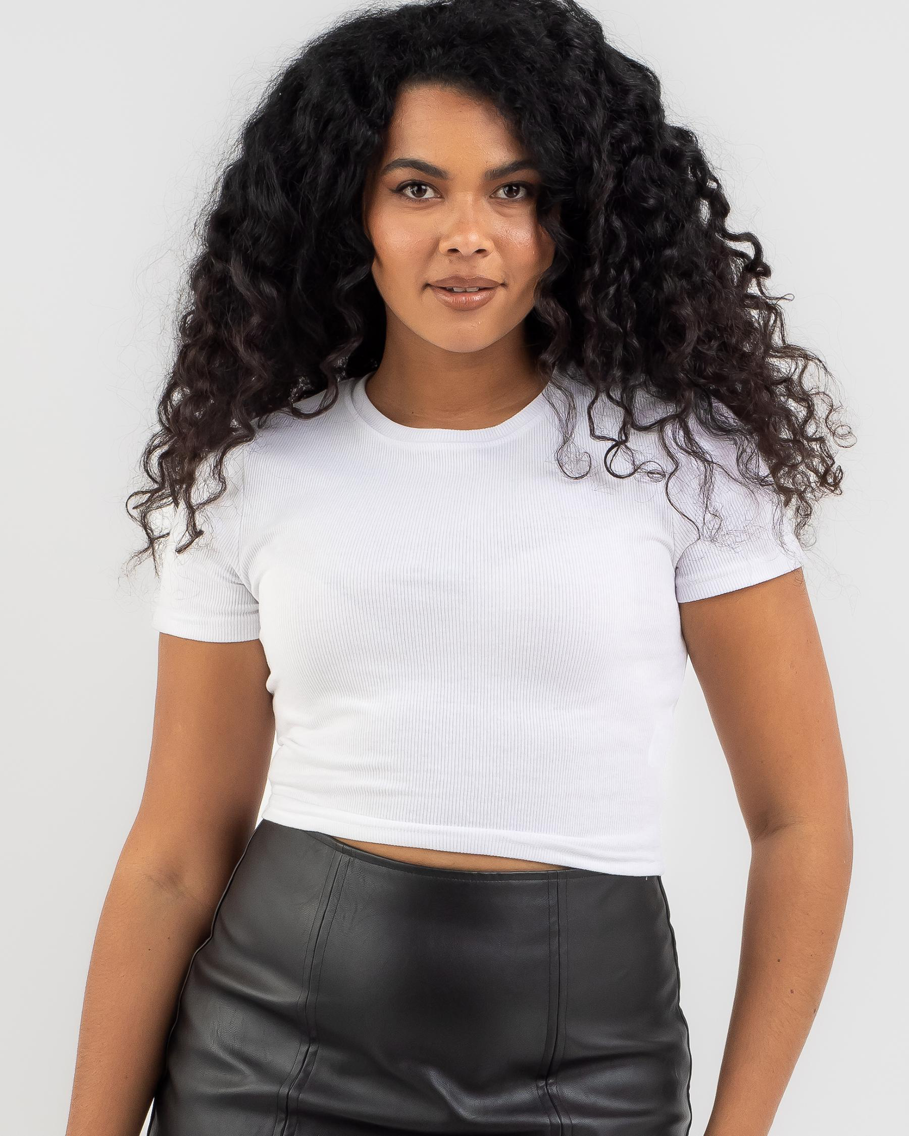 Mooloola Basic Rib Baby Tee In White | City Beach Australia