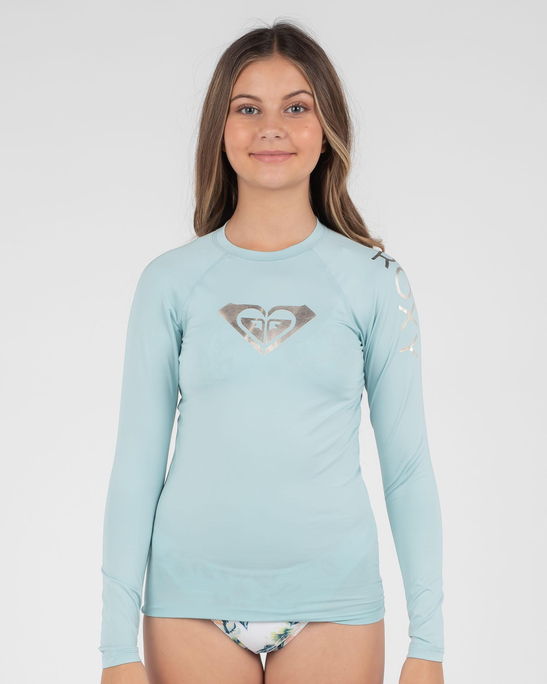Shop Roxy Girls' Beach Boss Long Sleeve Rash Vest In Stratosphere ...