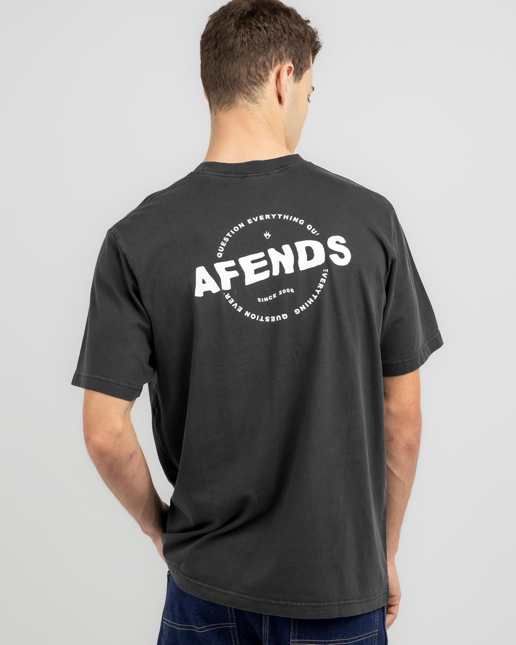 Shop Afends Questions T-Shirt In Stone Black - Fast Shipping & Easy ...